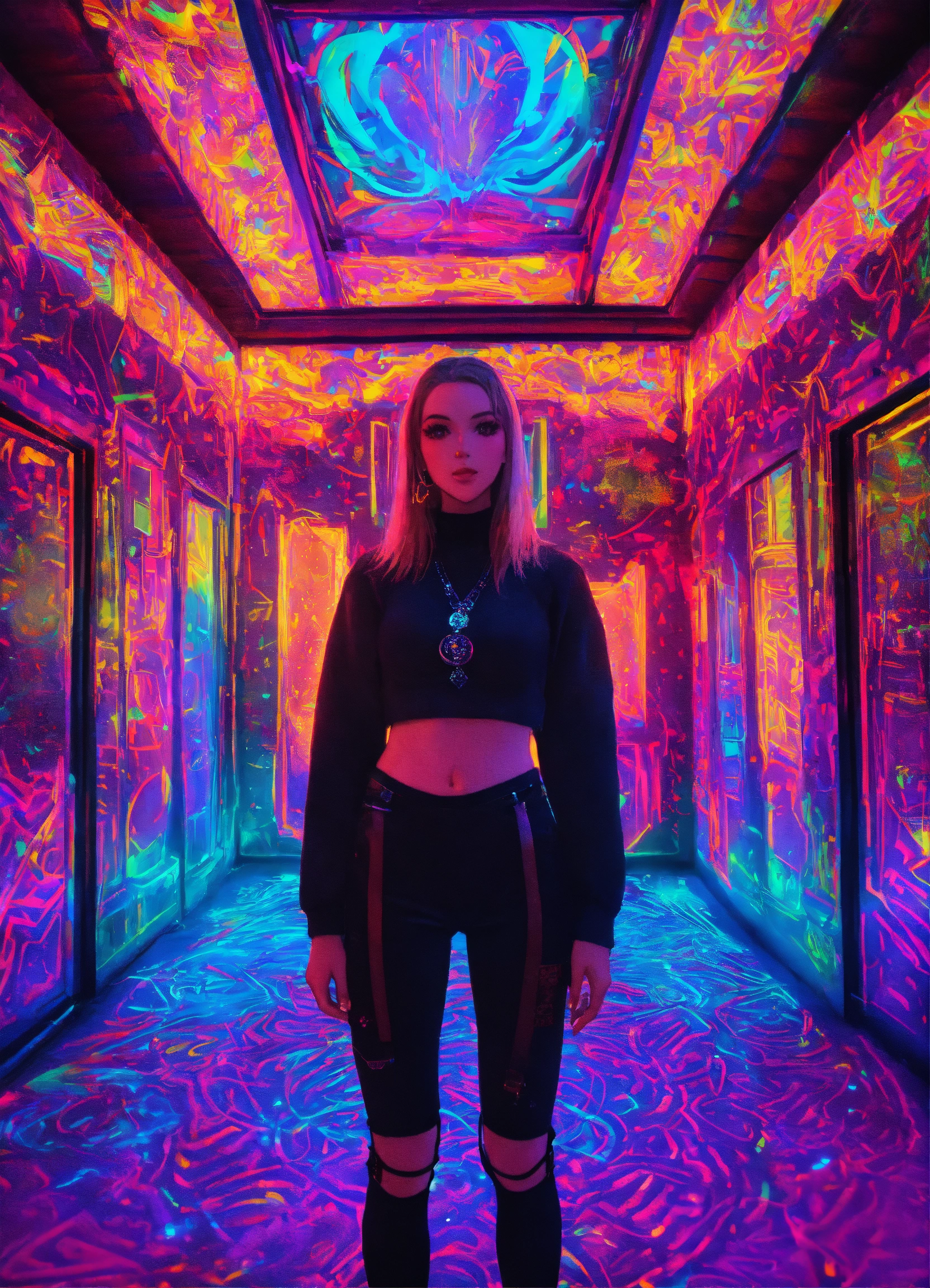Lexica - Female Raver of topaz and shimmer black neon light DMT Room ...