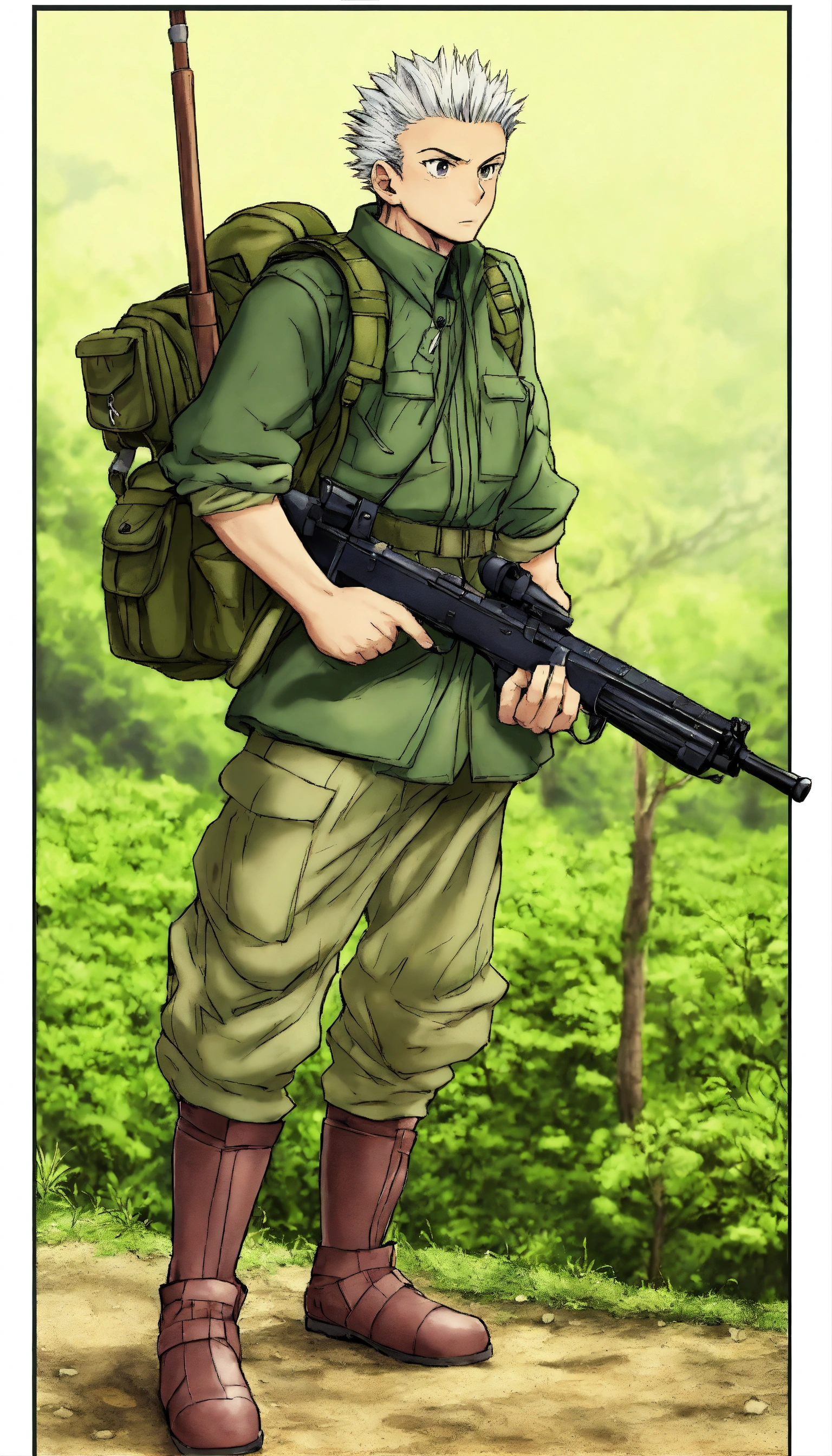 Lexica - Old manga soldier guerilla in hunter x Hunter style