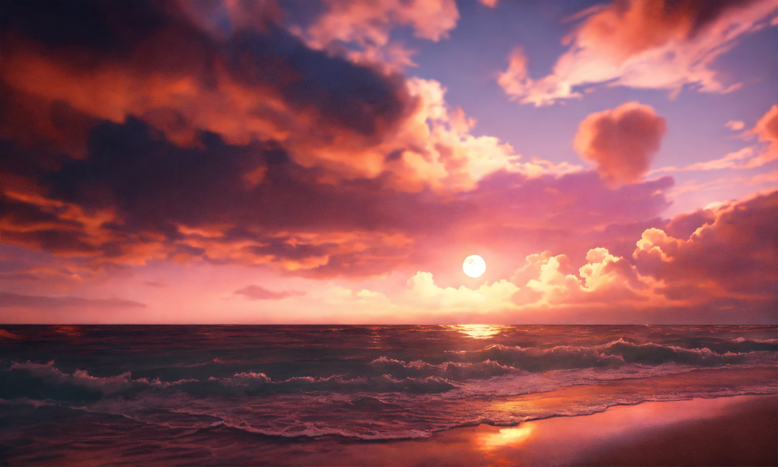 Lexica - Close up of beach with moonlight glow, lots of clouds, 4k ...