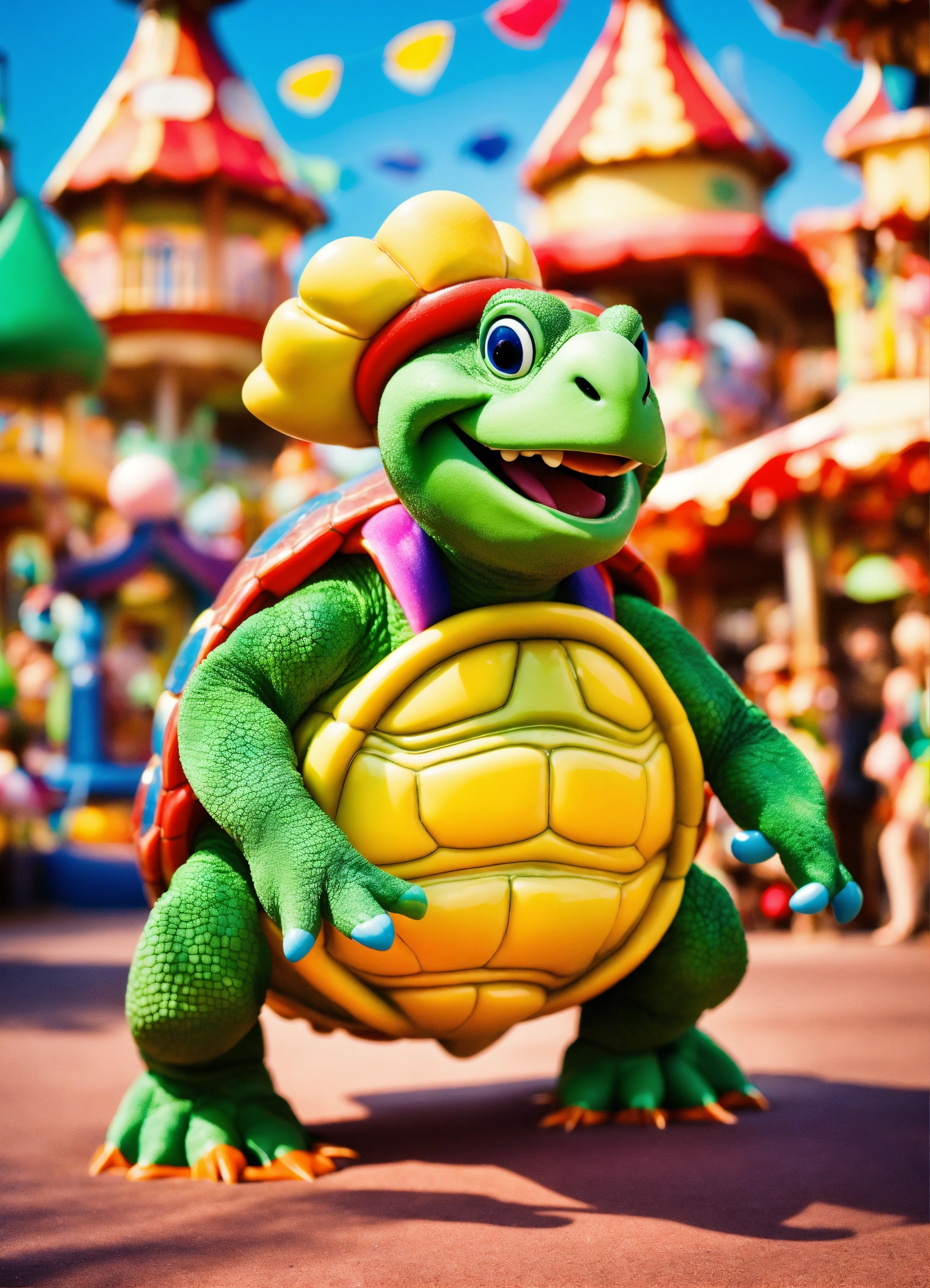 Lexica - Wacky disney type turtle character very colorful happy in a ...