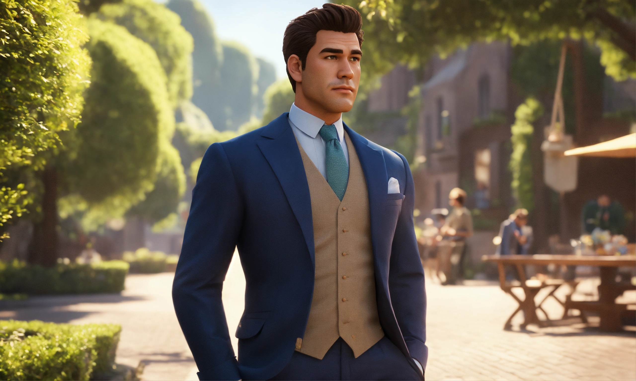 Lexica - Generate a DreamWorks Animation style image, modern gentleman man.