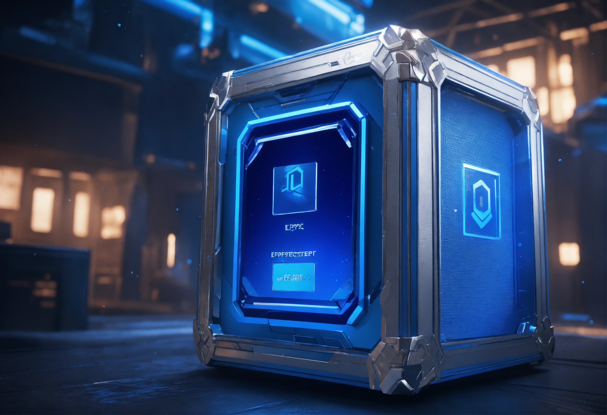 Lexica - Epic blue destop with silver loading screen, unreadebale ...