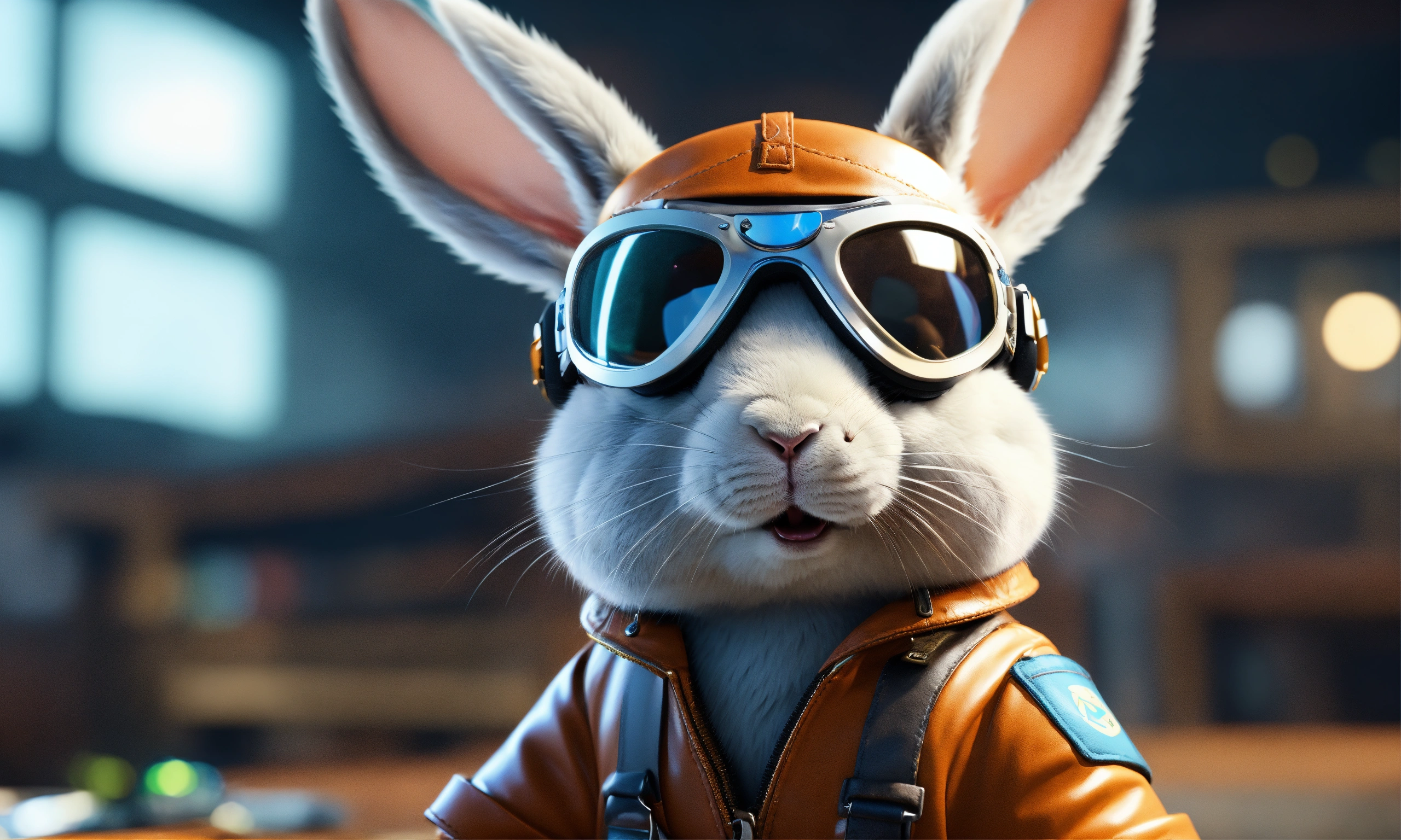 Lexica - A cute rabbit pilot wearing aviator goggles, unreal engine ...