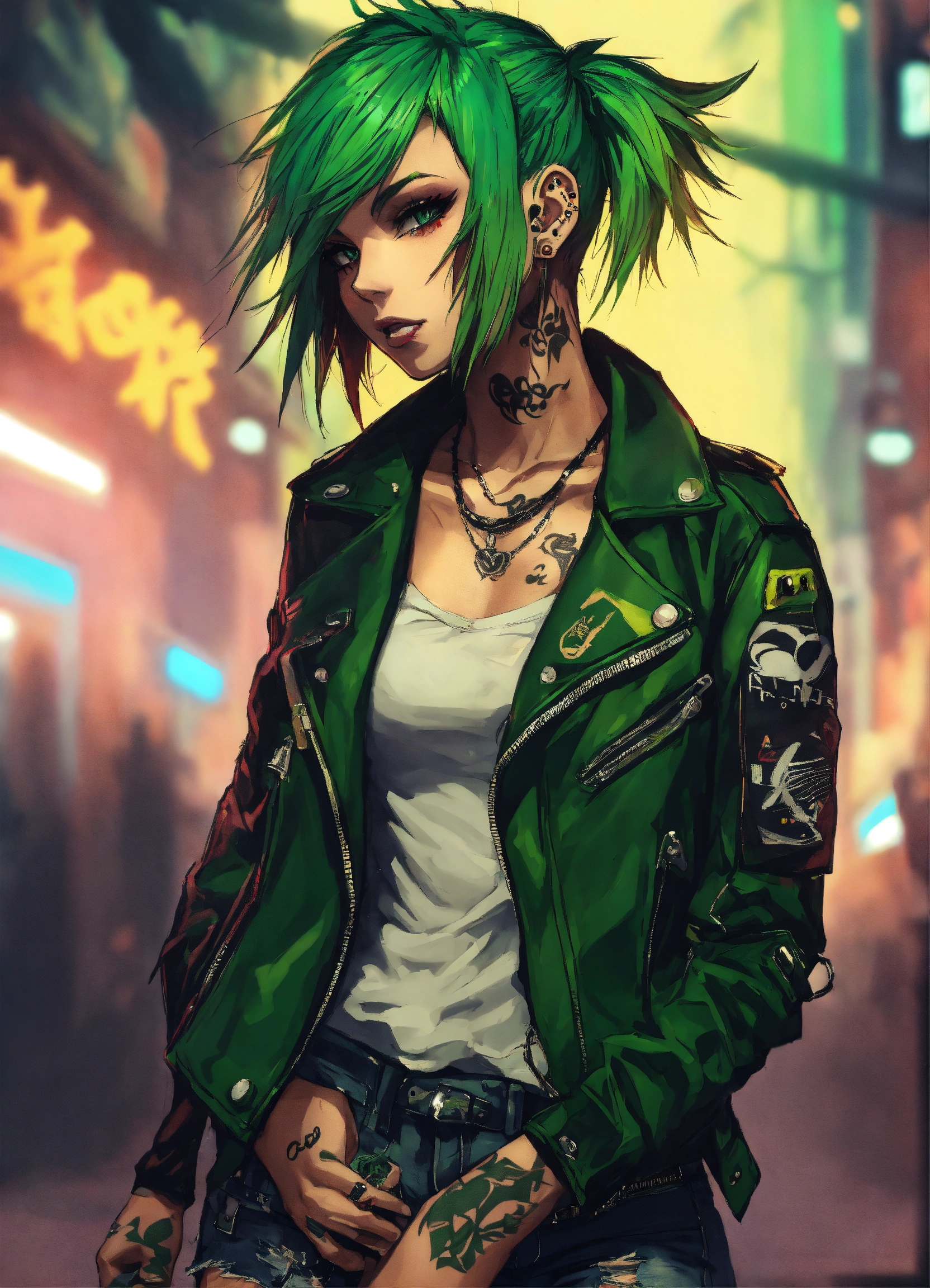Lexica - 2D epic anime manga style, punk rock girl face tattoos ...
