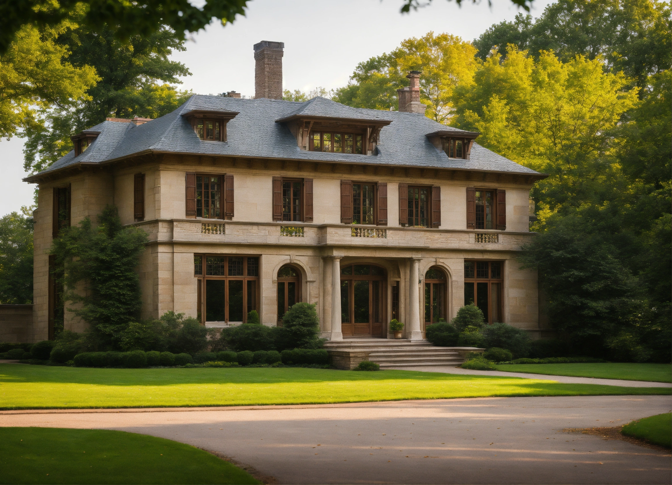 Lexica - Early 20th century french mansion exterior in Shaker Heights, Ohio
