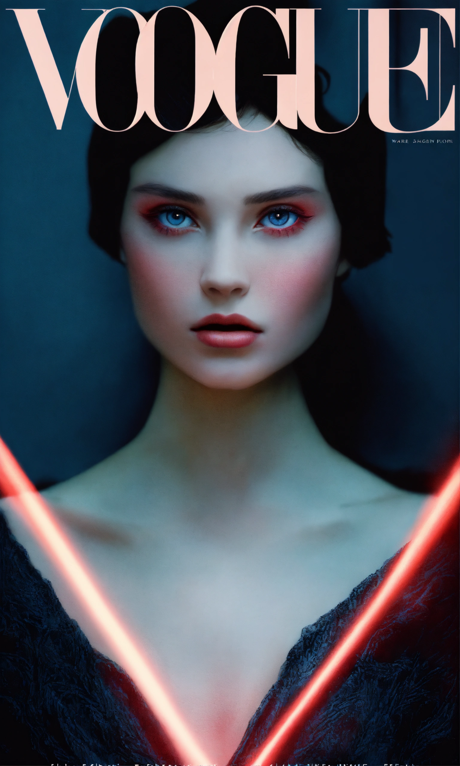 Lexica - Woman with glowing demon eyes, cover of vogue