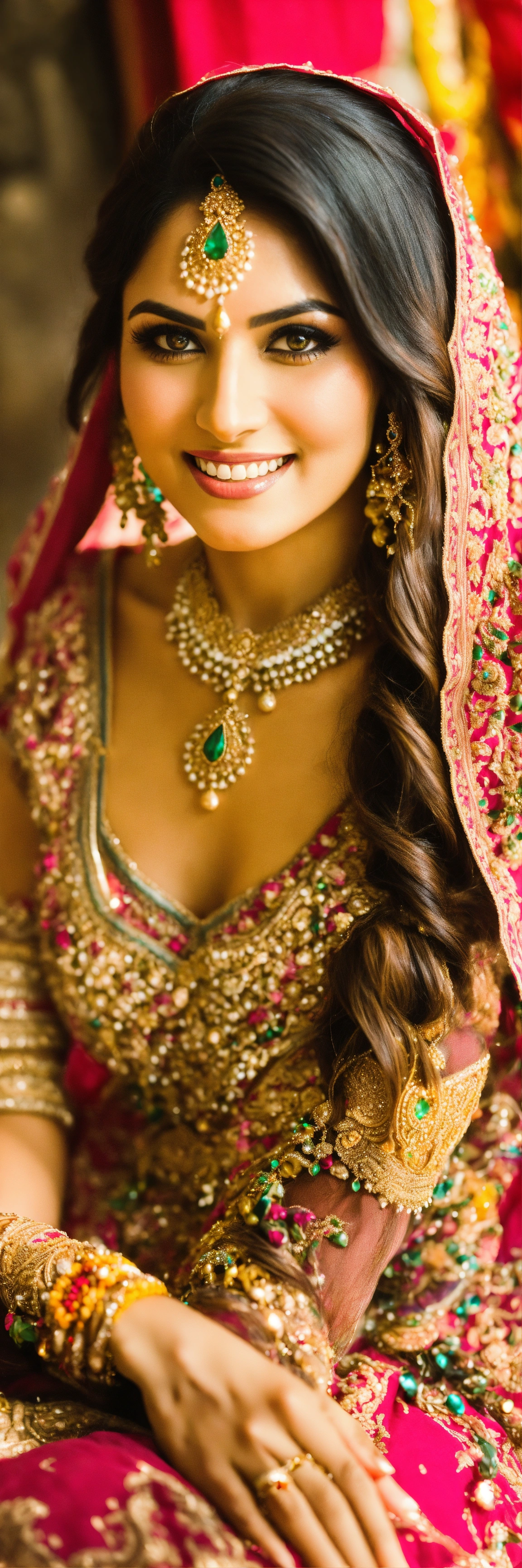 Lexica - Gorgeous persian woman , bride showing mehndi , tiny bra ...