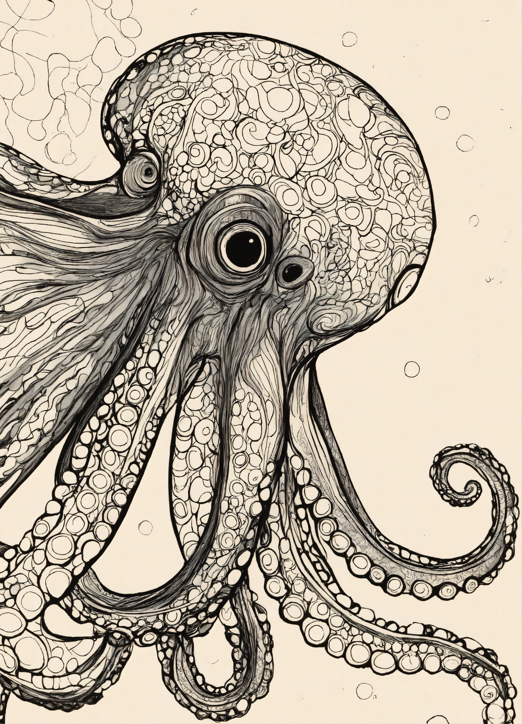 Lexica - Beautiful detailed octopus portrait, one line drawing, bold ...