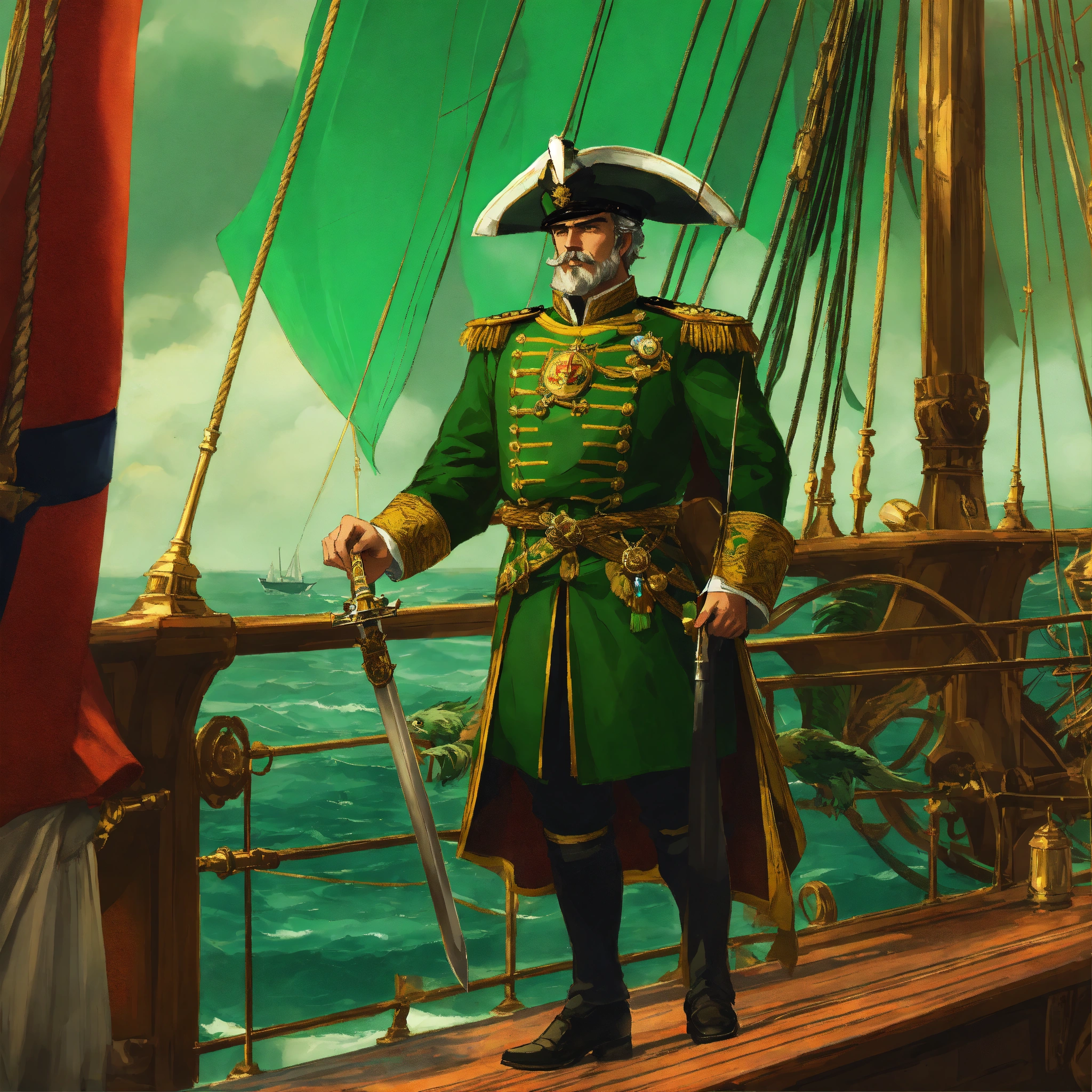 Lexica - Shorter Spanish Admiral with a sabre in his right hand pointed ...