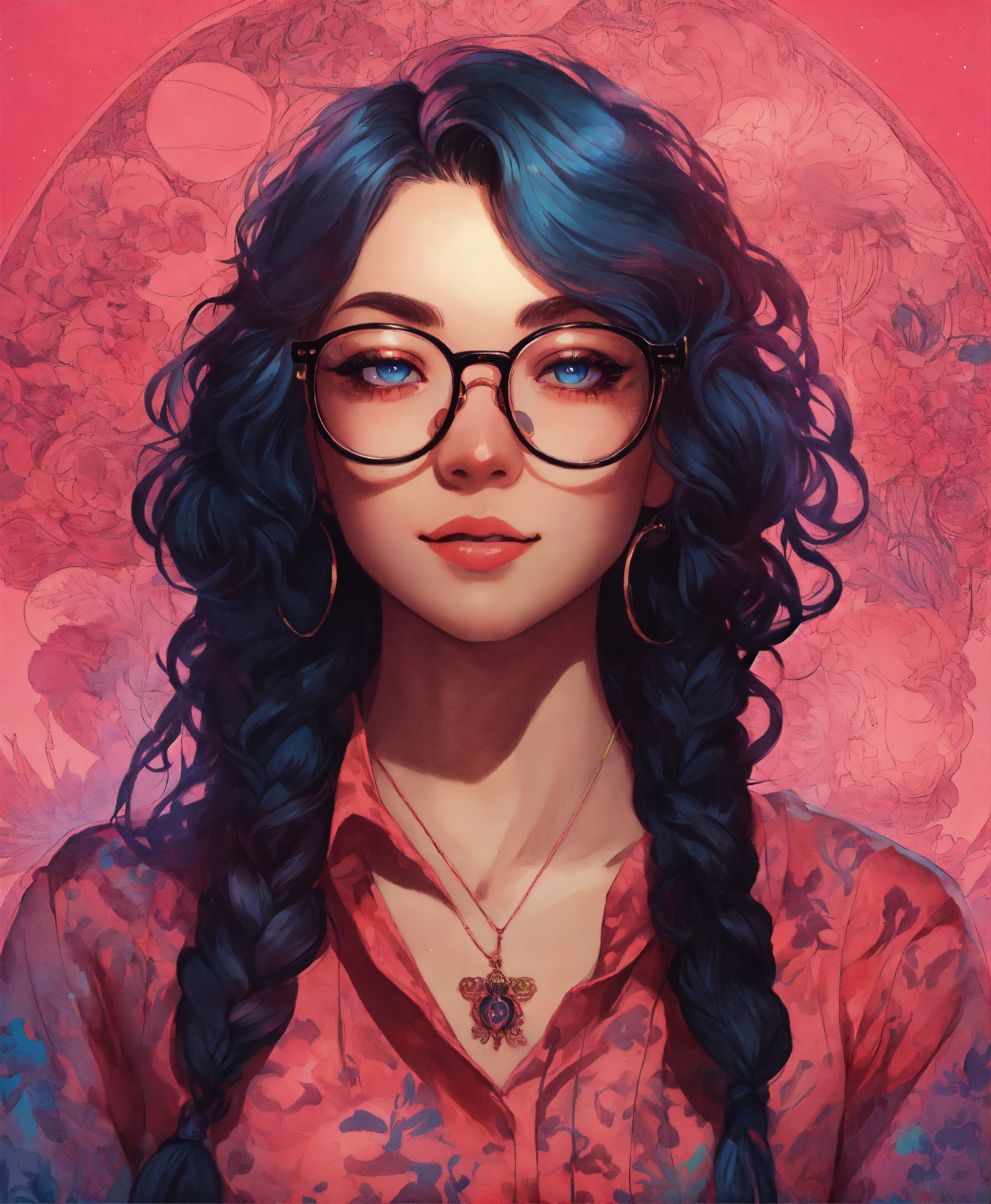 Lexica - Character icon, girl, 20 year old, black pink ombre hair long ...