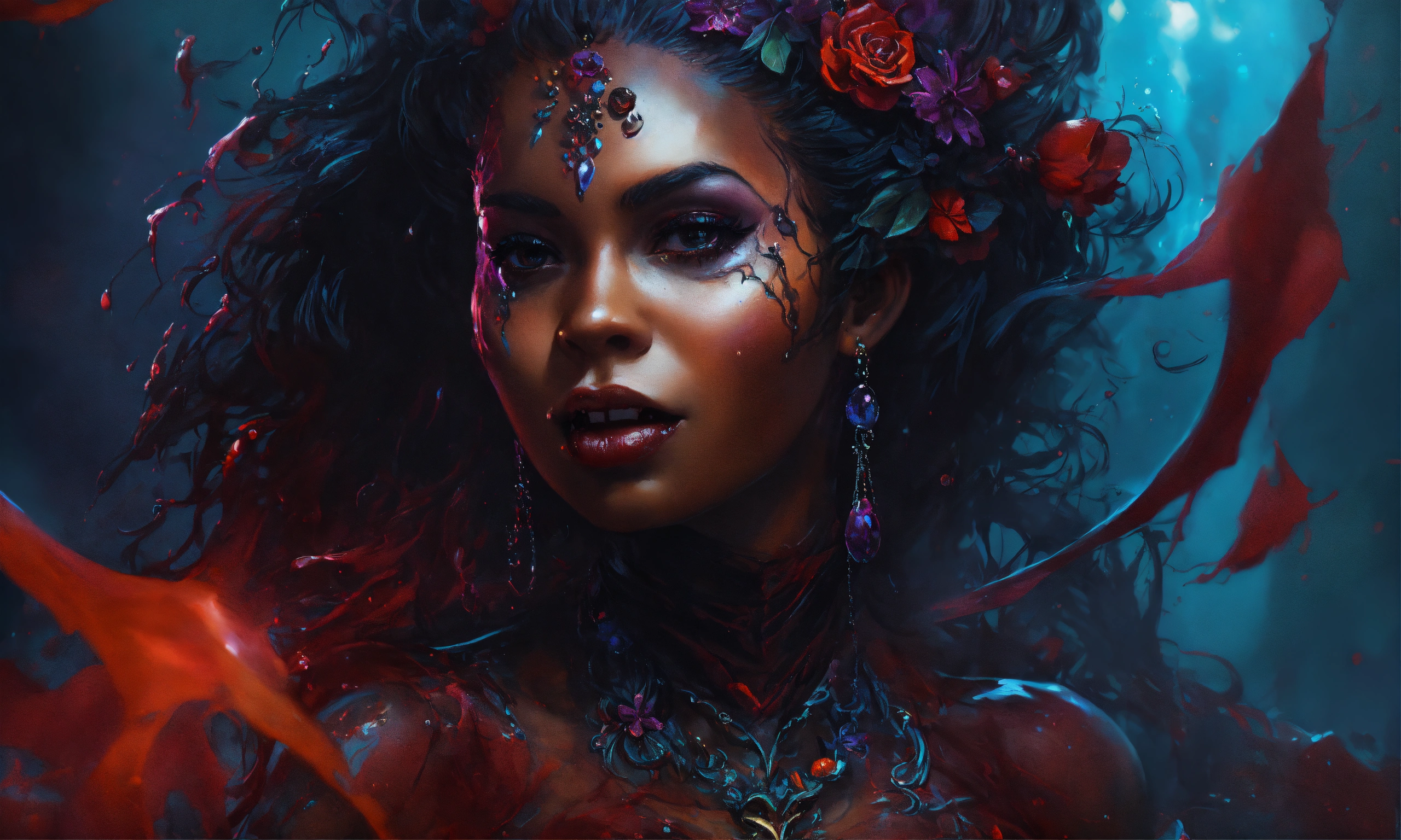 Lexica - Splash art, a quirky liquid portrait of a hauntingly beautiful ...