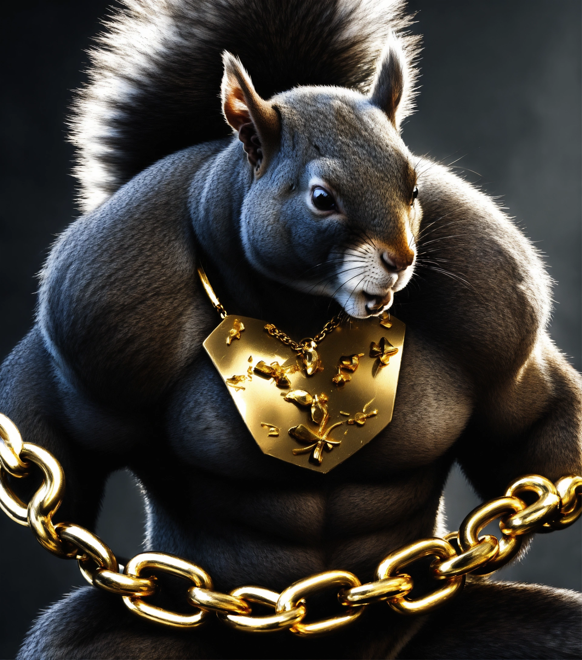 Lexica - Black and white illustration of masculine squirrel, fierce ...
