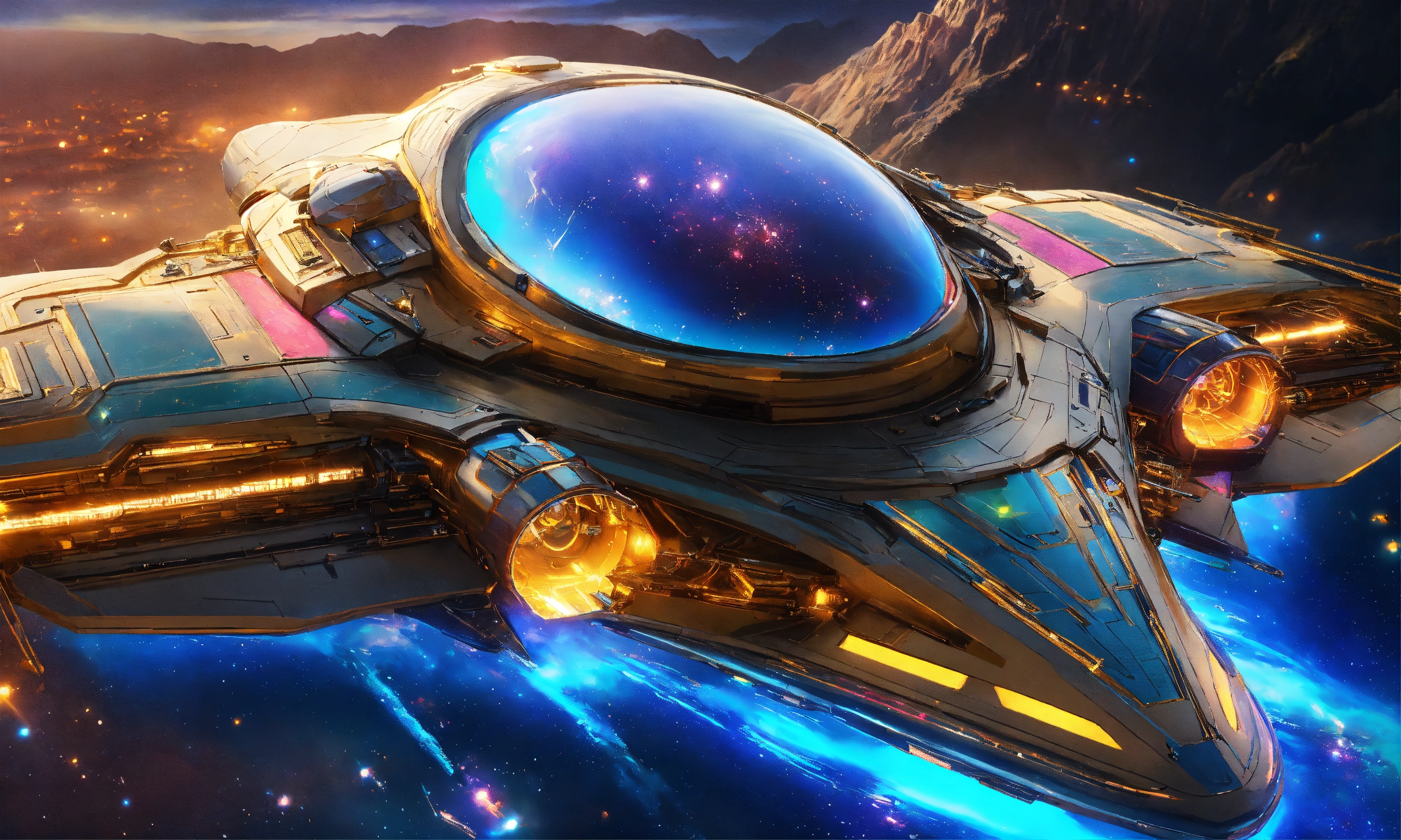 Lexica - Futuristic spaceship,alien design,flying in starry space ...