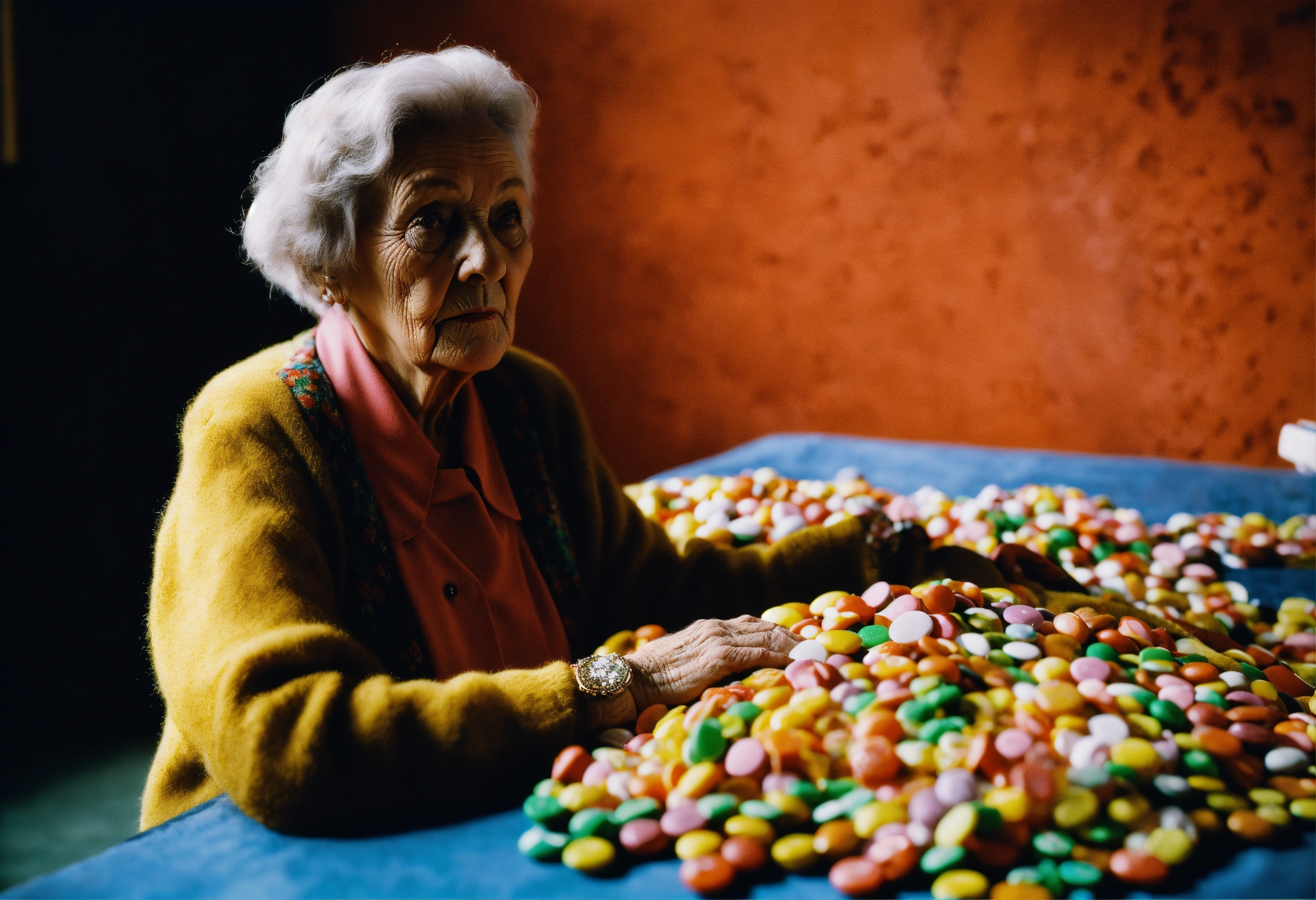 Lexica - An old woman made of candy, 35mm Cinematic Film Still. Svema ...