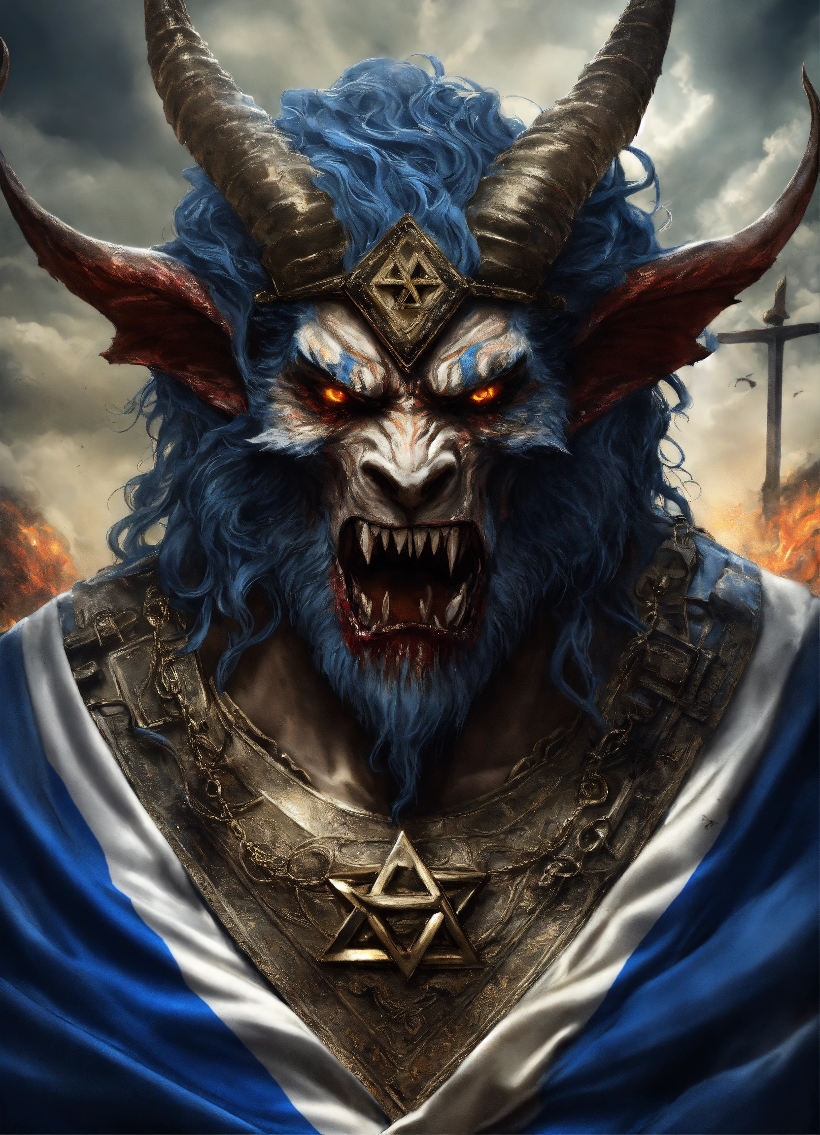 Lexica - Evil demonic Israel demon with an Israeli flag beast with an ...