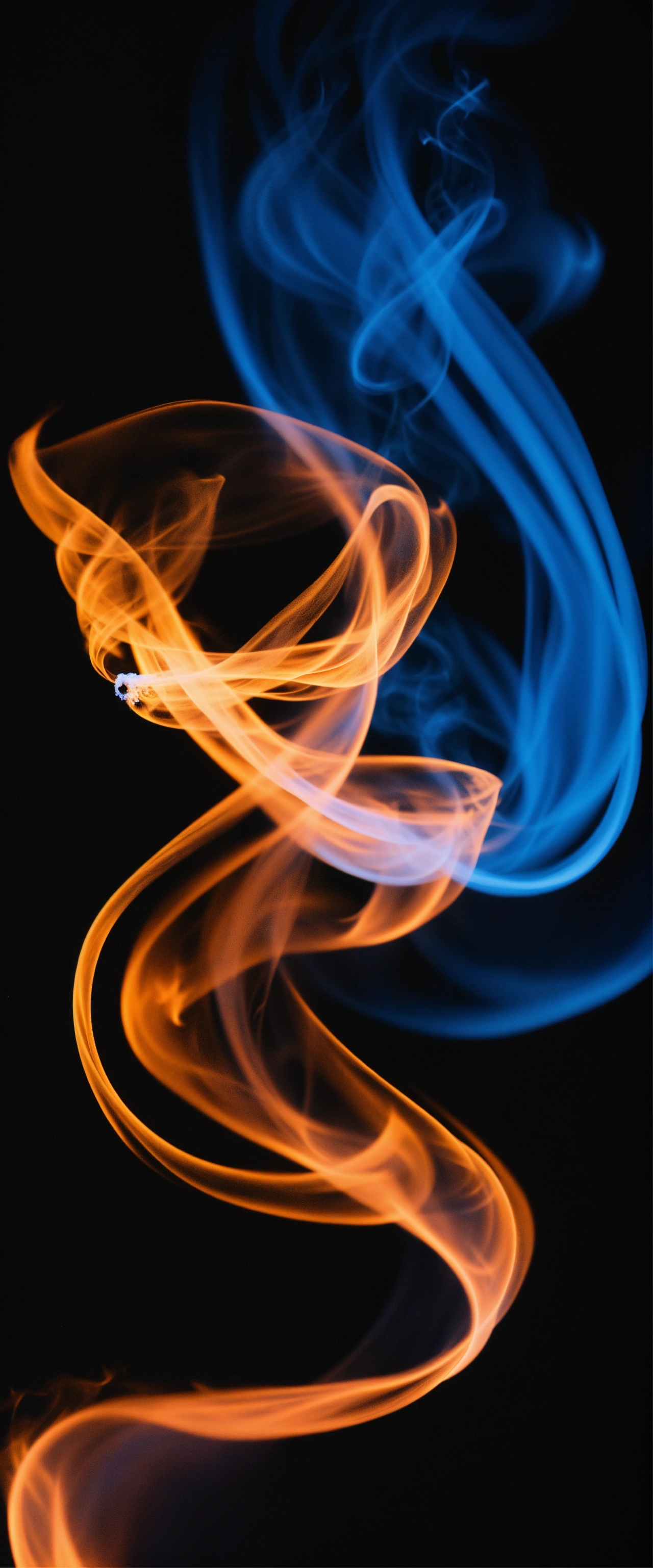 Lexica - Blue fire and smoke over black background, twisting up into black