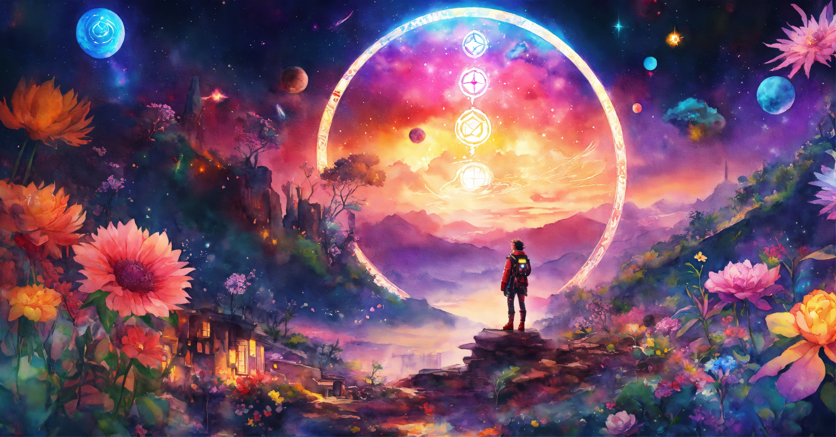 Lexica - Watercolor cyberpunk Digital anime art, the seven chakras ...