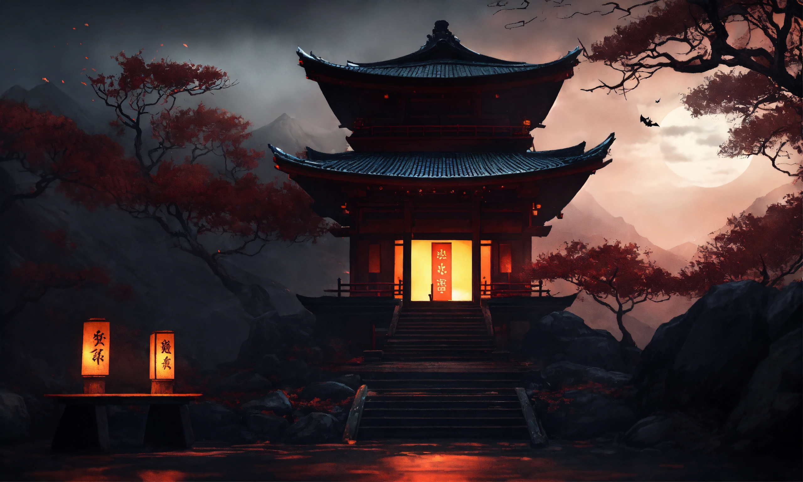 Lexica - Dark and mysterious, scary, gloomy Japanese ancient temple in ...