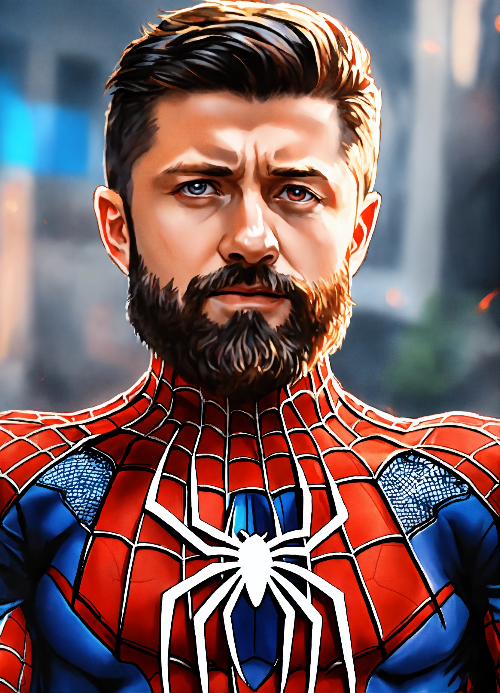 Lexica - Volodymyr Zelenskyj Spider-man anime style with beard