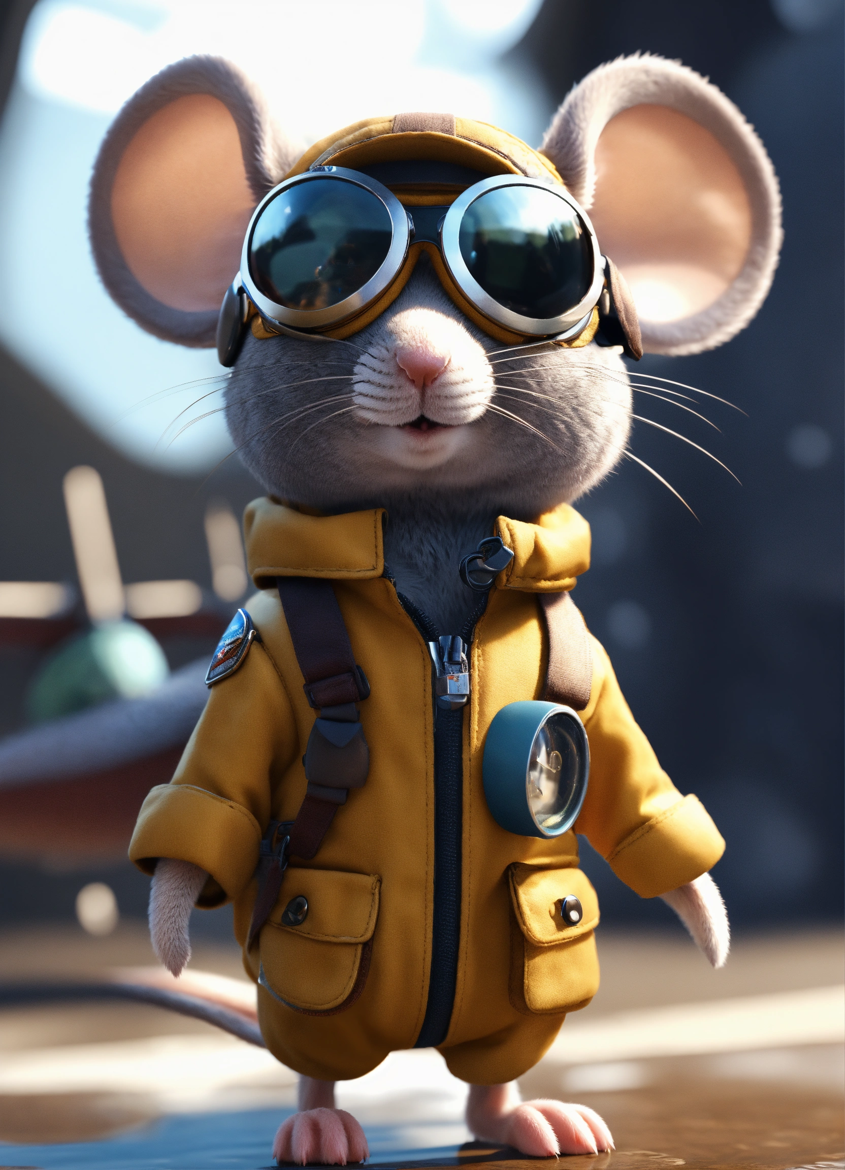 Lexica - A cute mouse pilot wearing aviator goggles, unreal engine ...