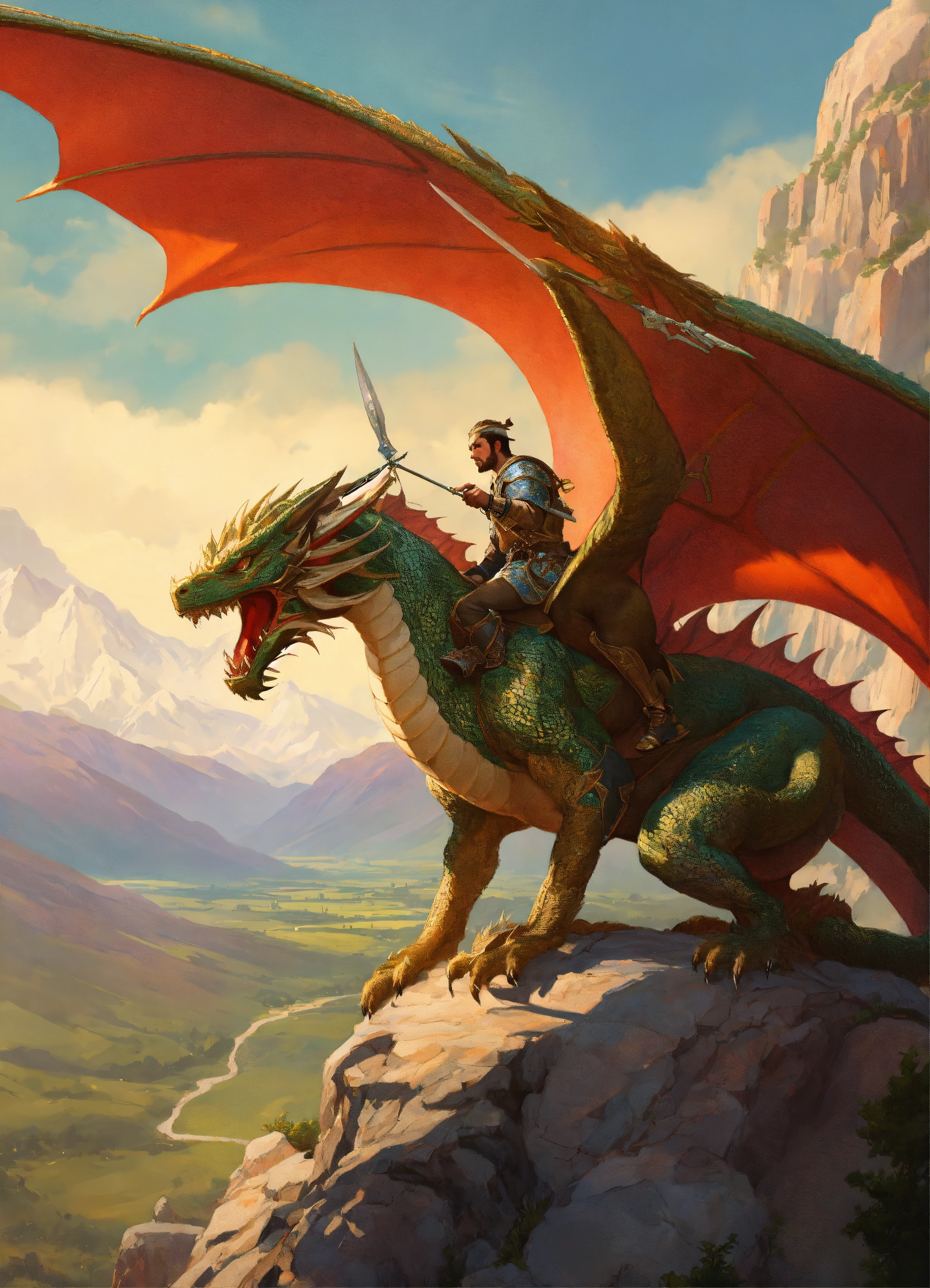 Lexica - A huge Turkish Dragon with lightly armored Persian elf soldier ...