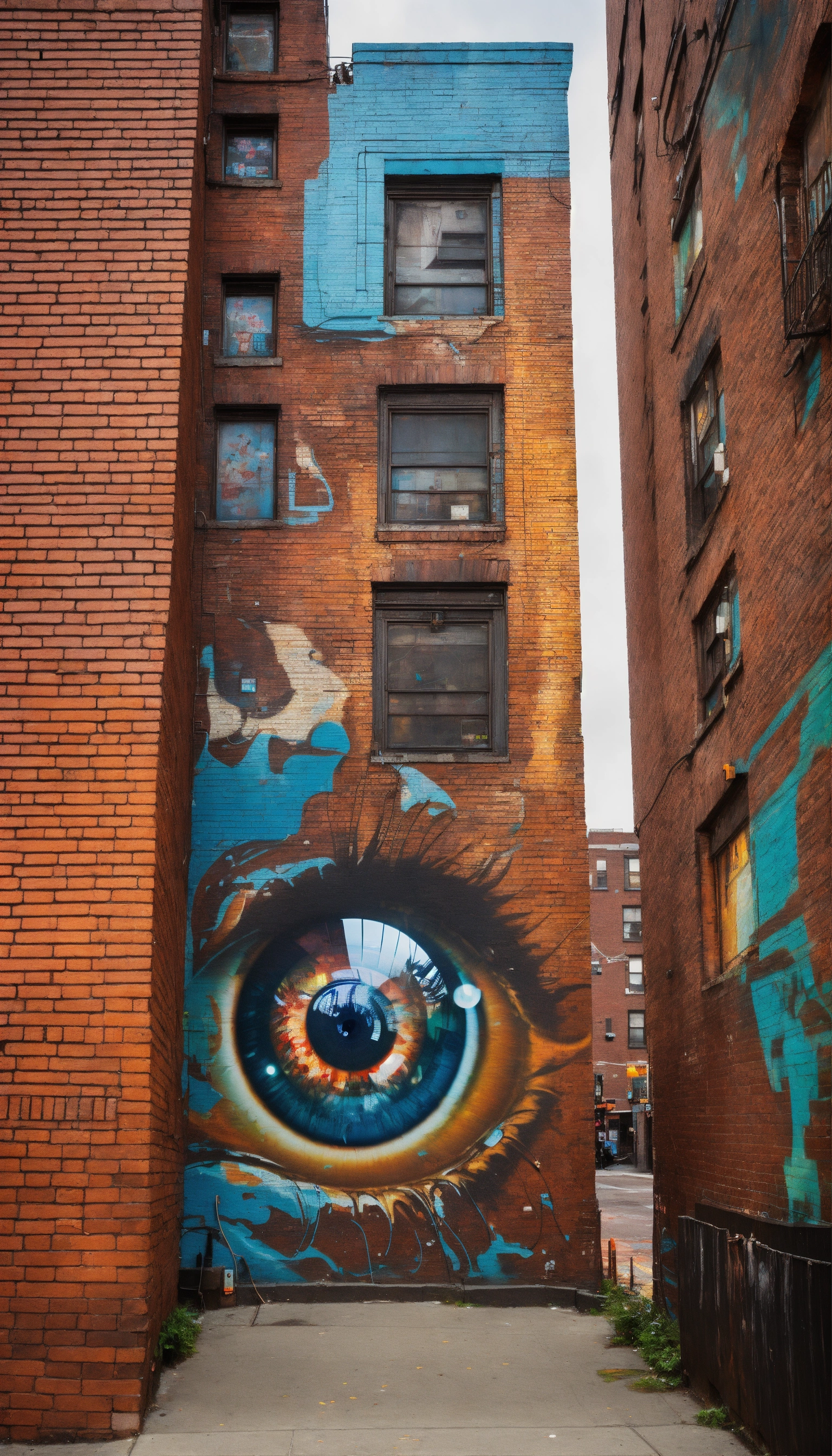 Lexica - Street art murals on NY City alley brick wall sci-fi ...