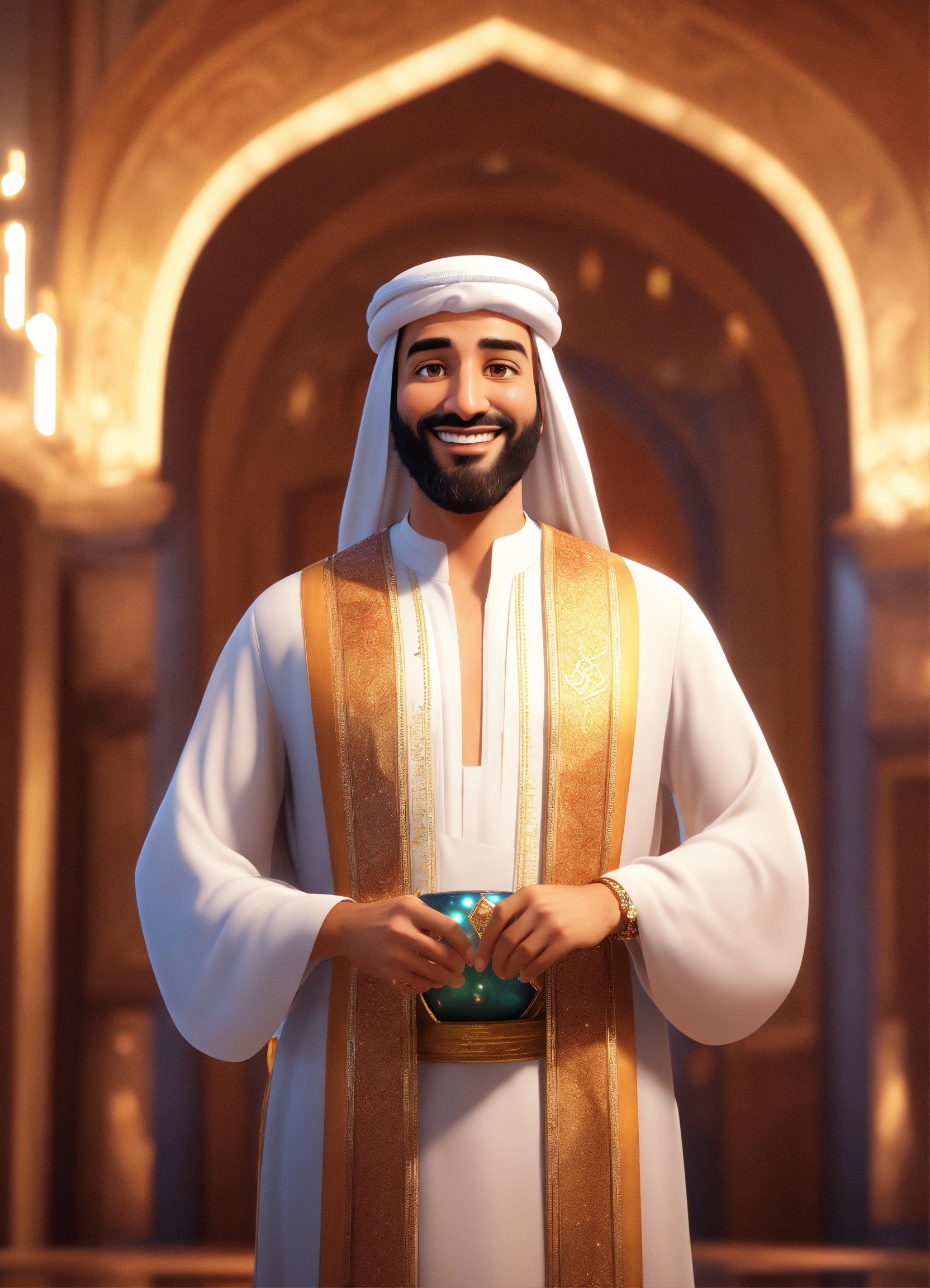 Lexica - Create a 3D rendering of a wealthy Arab male sheikh from Dubai ...