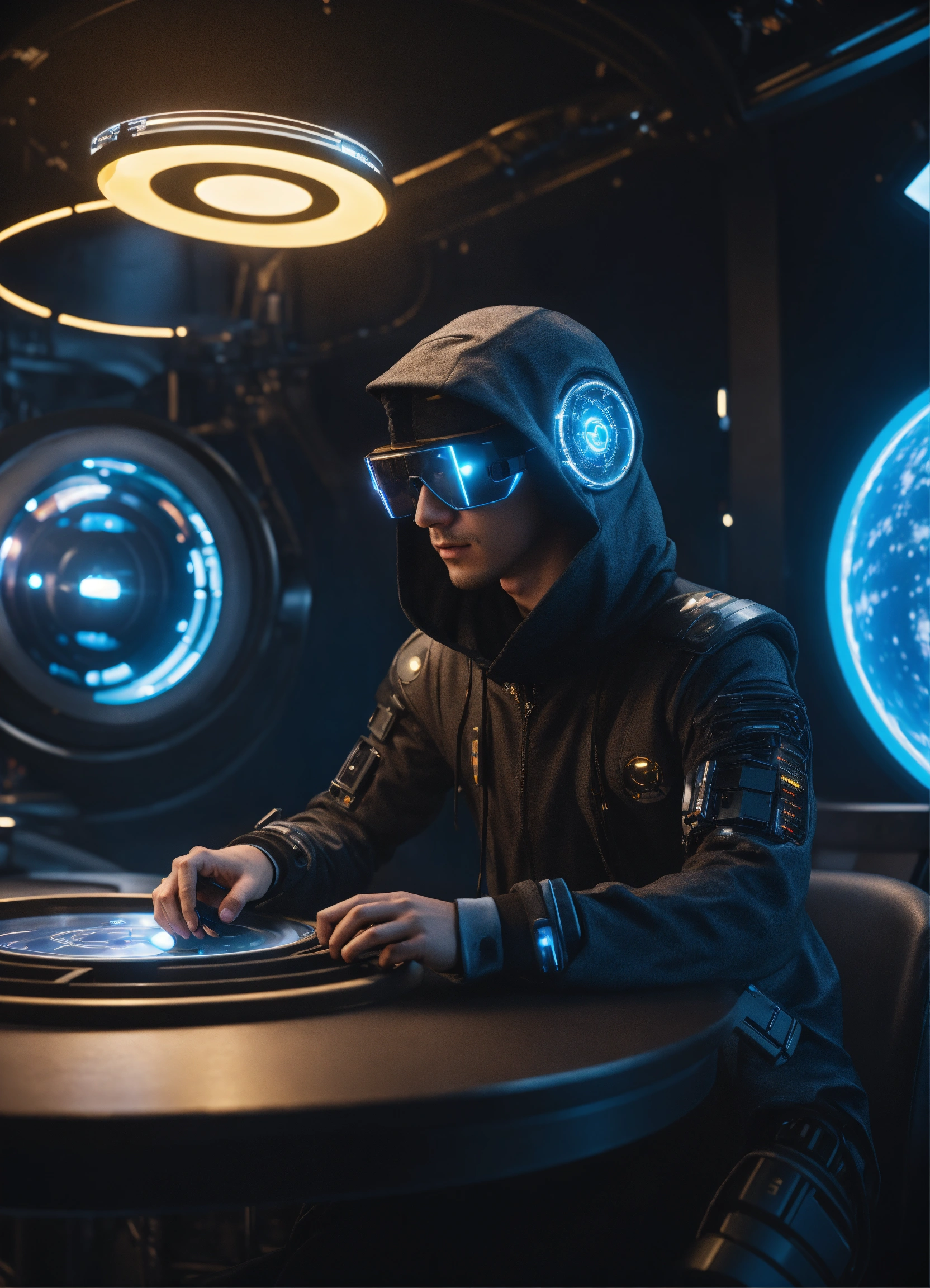 Lexica - Nerdy 25 year old male cyborg hacker wearing futuristic ...
