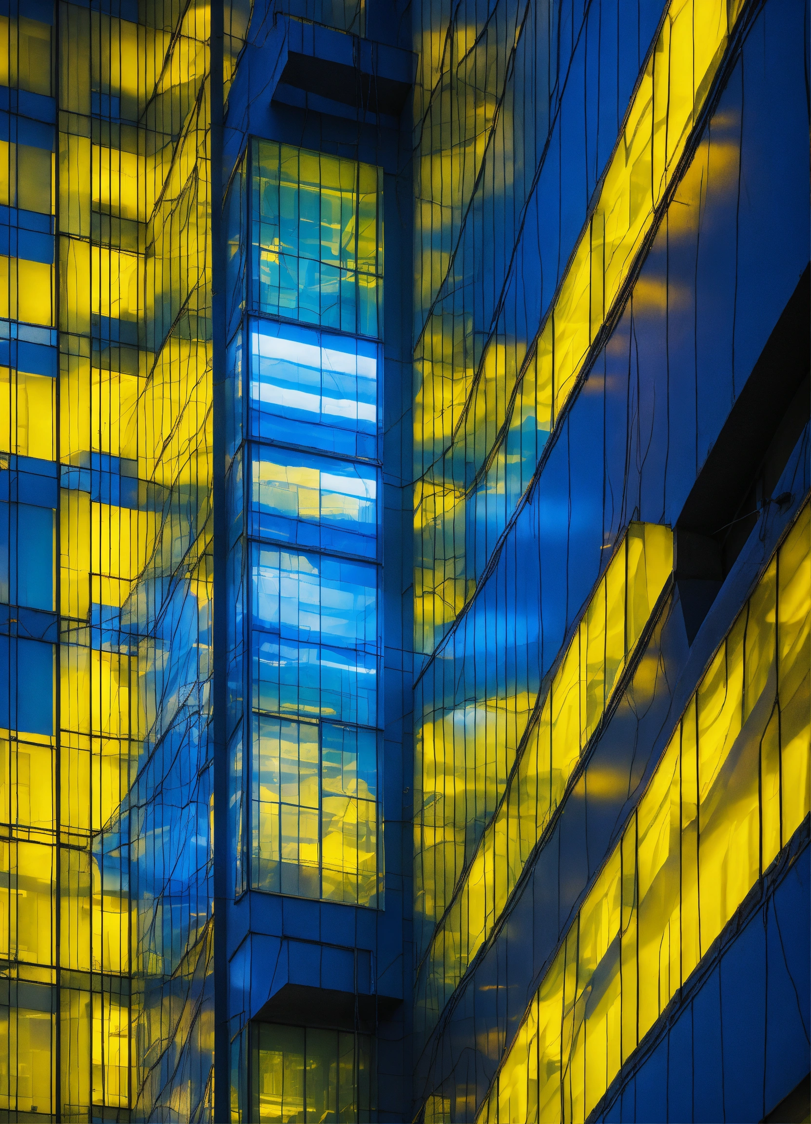 Lexica - Translucent facade, blue and yellow color theme, surreal ...