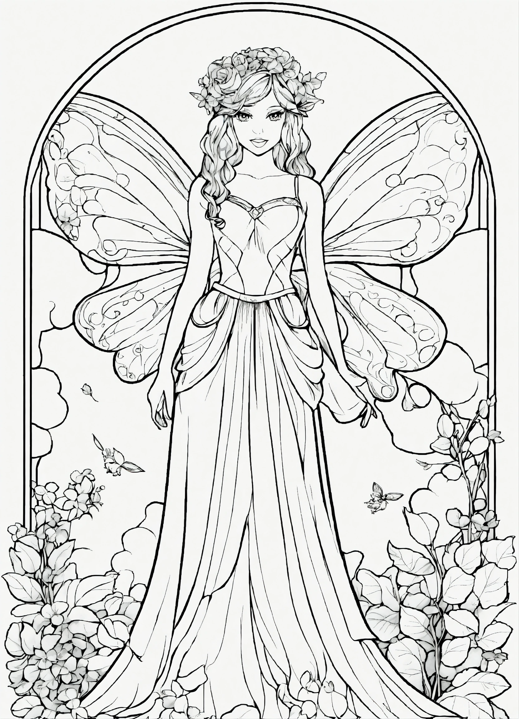 Lexica - The fairy coloring page cartoon is simple, with bold precise ...