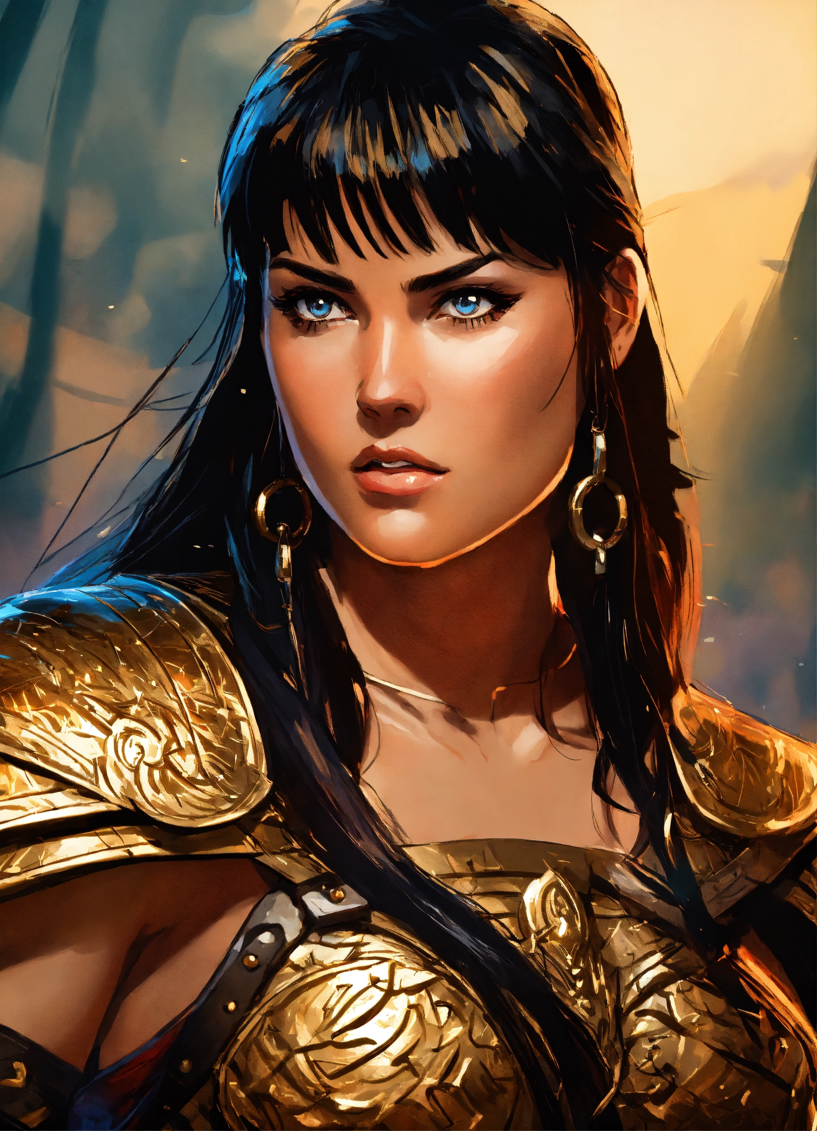 Lexica - Xena Warrior Princess, 2D illustration style, sharp focus ...