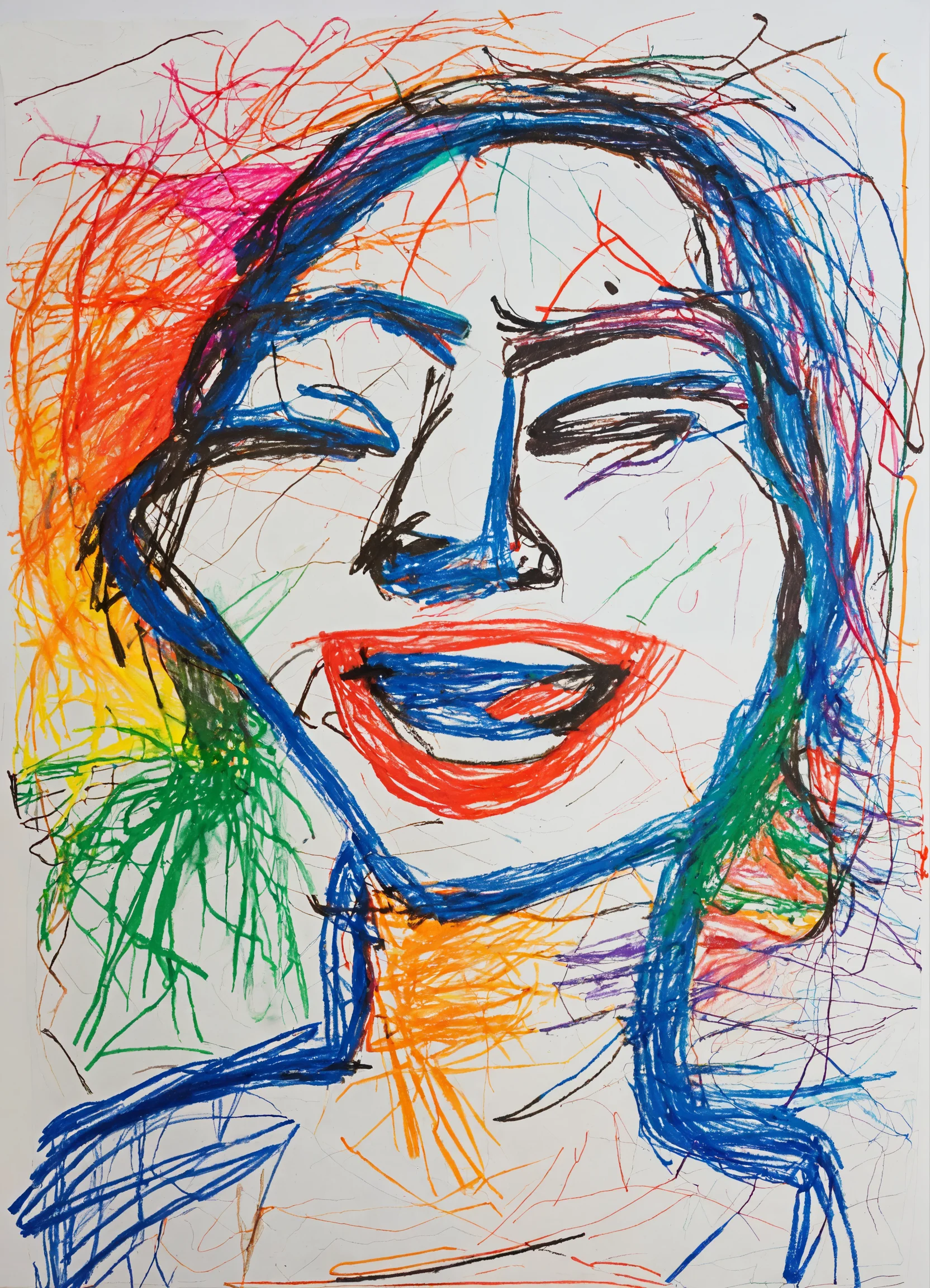 Lexica - Chaotic scribbles of a colorful crayon drawing of an happy ...