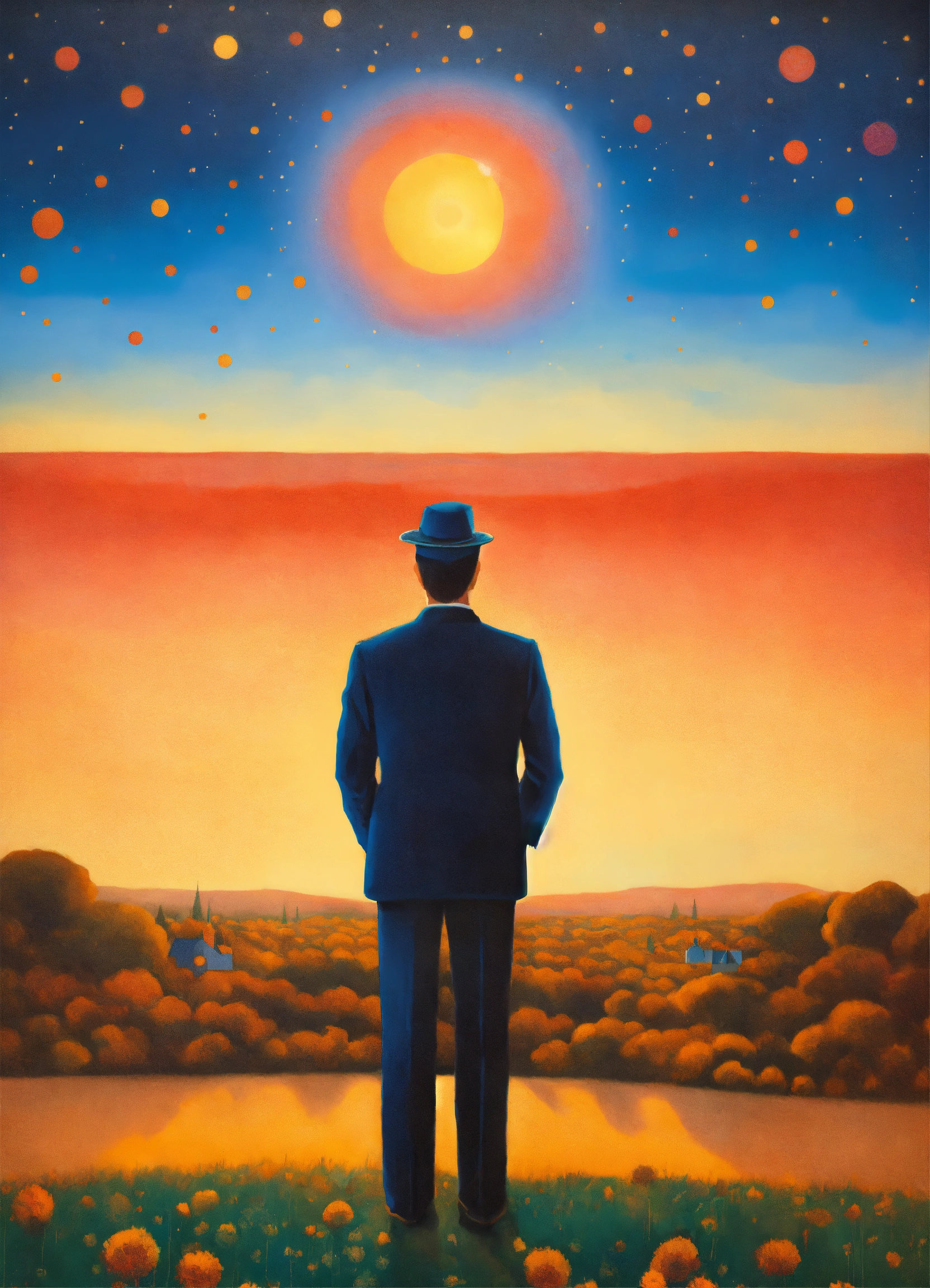 Lexica - Outline of small human body gazing into the bliss colourful ...