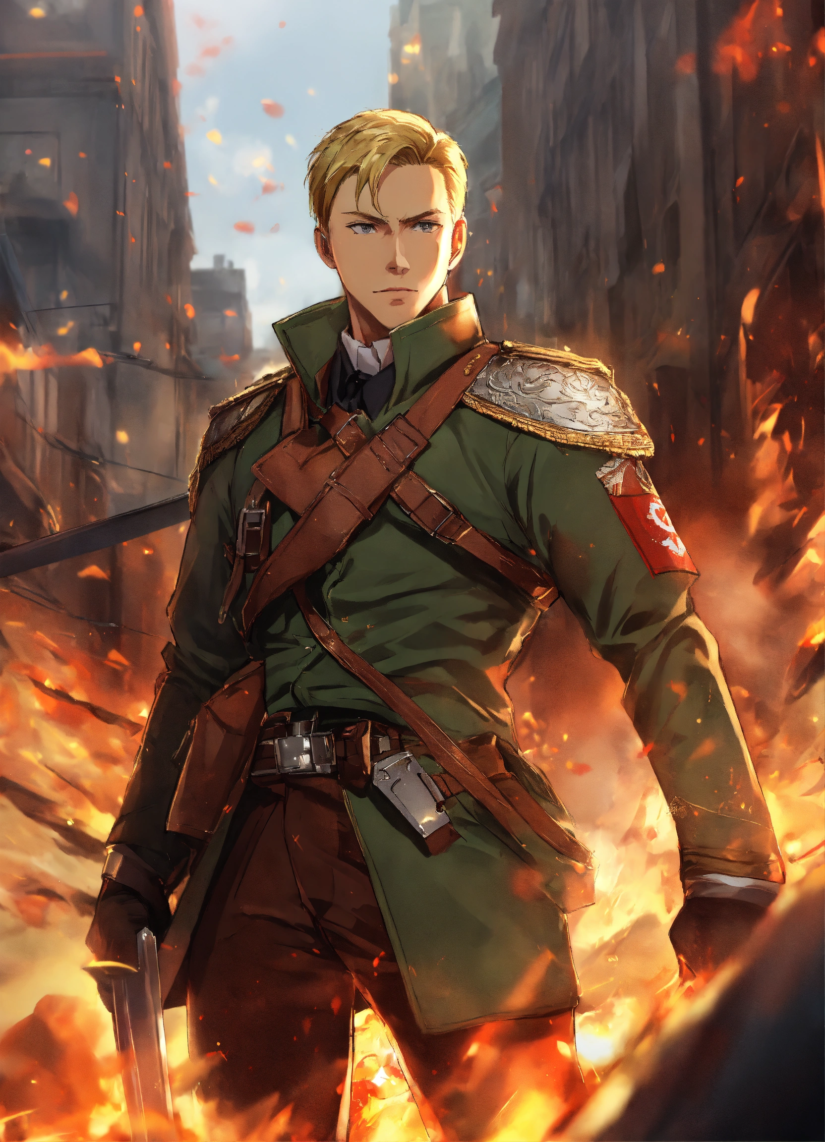 Lexica - Attack on tittan, one arm, Commander Erwin, 8k,