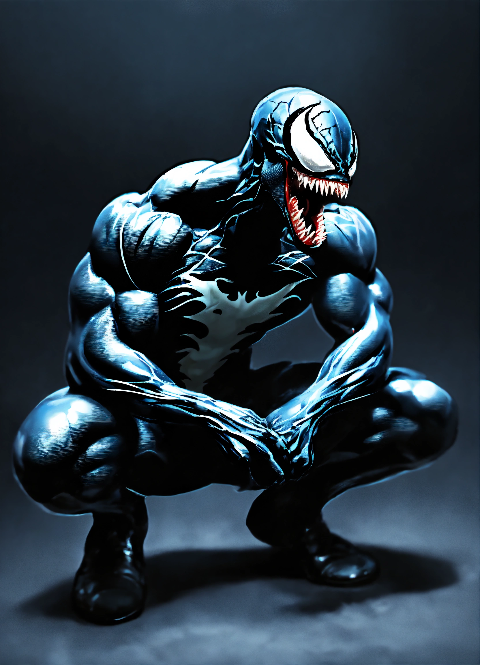 Lexica - Image Ultra-realistic of Venom on his knees, covering his ears ...