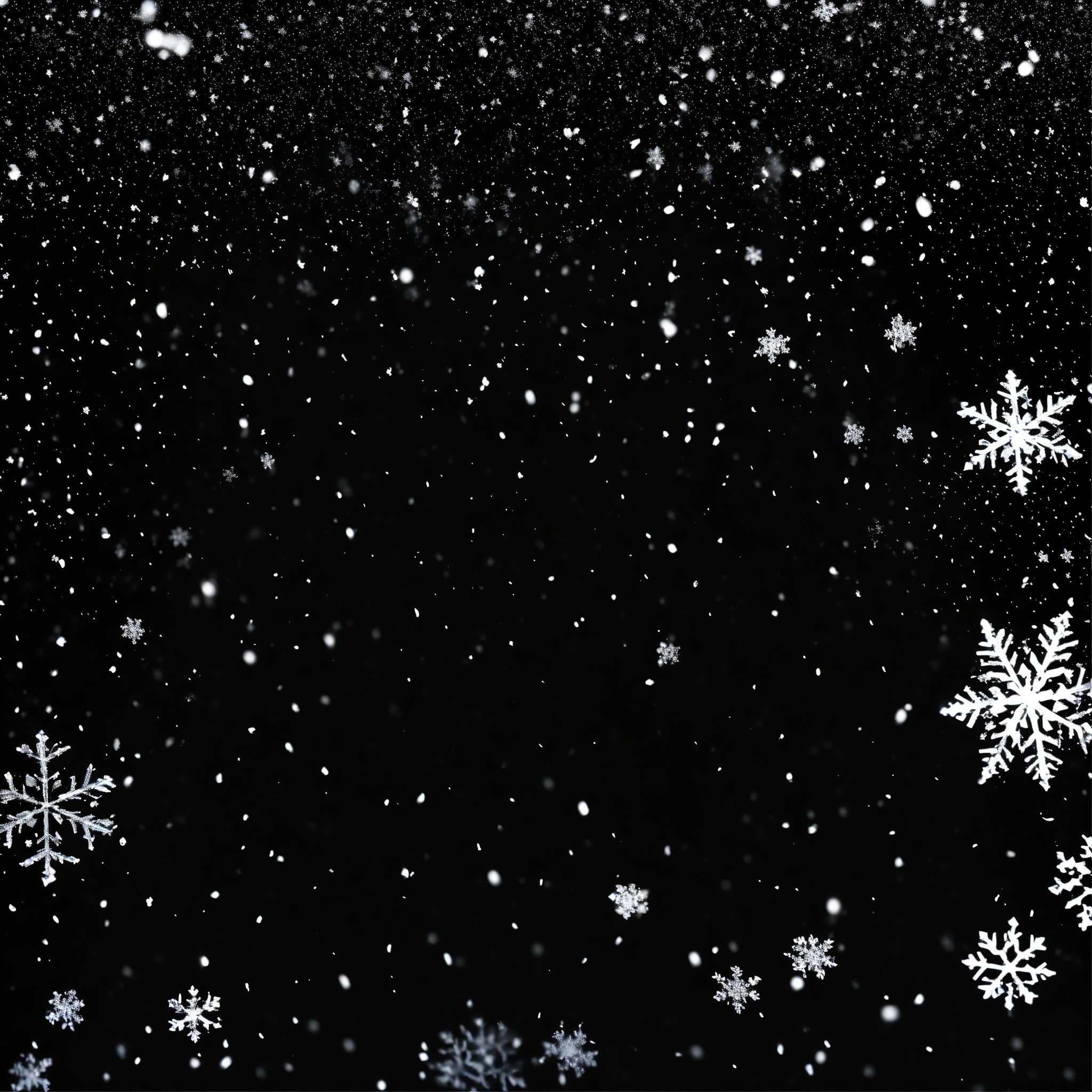 Lexica - Pure black background, overlay of small snowflakes falling,