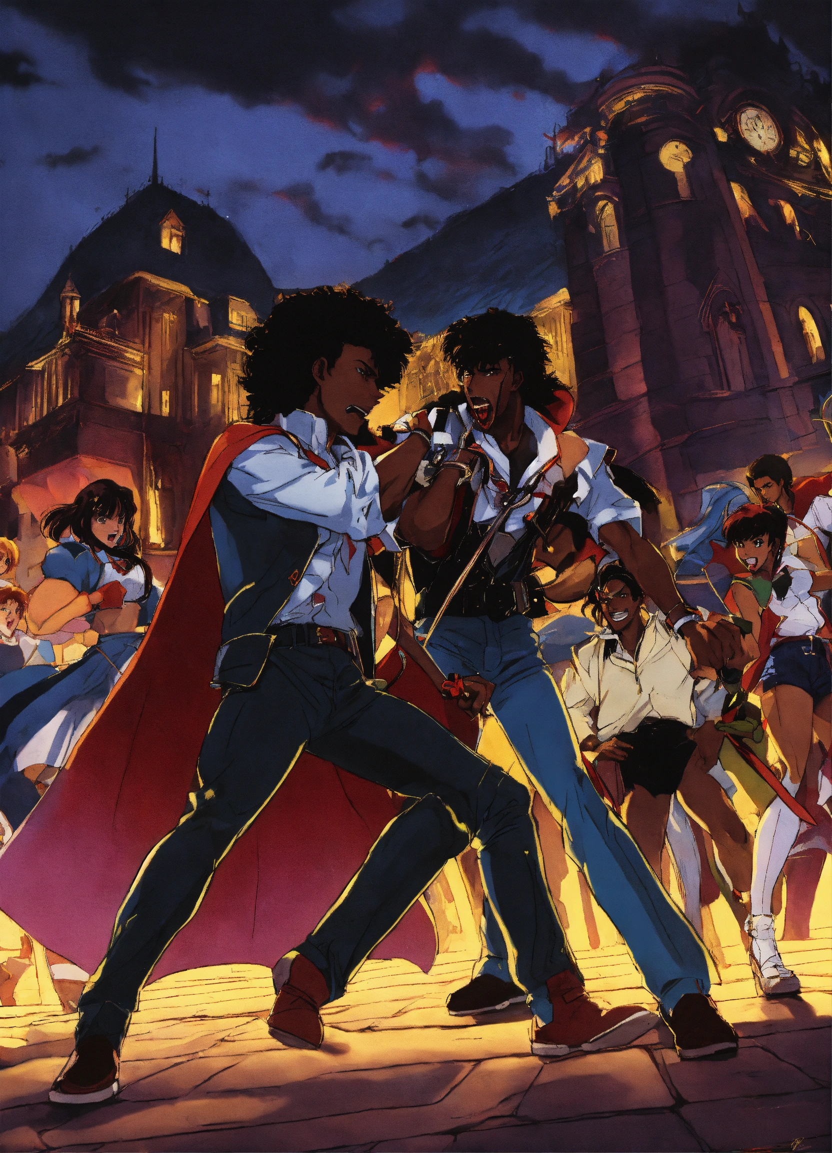 Lexica - 80s anime black characters fighting vampires