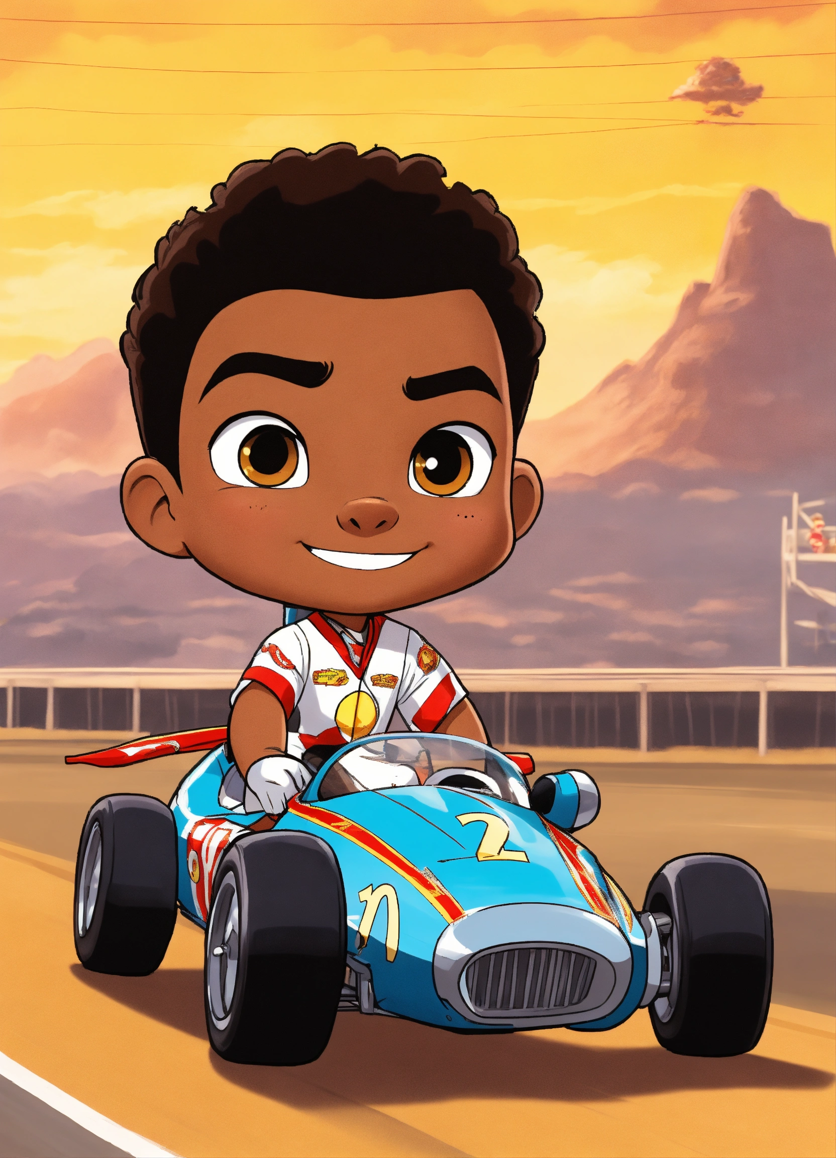 Lexica - Make me Cartoon little African American boy Speed Racer from ...