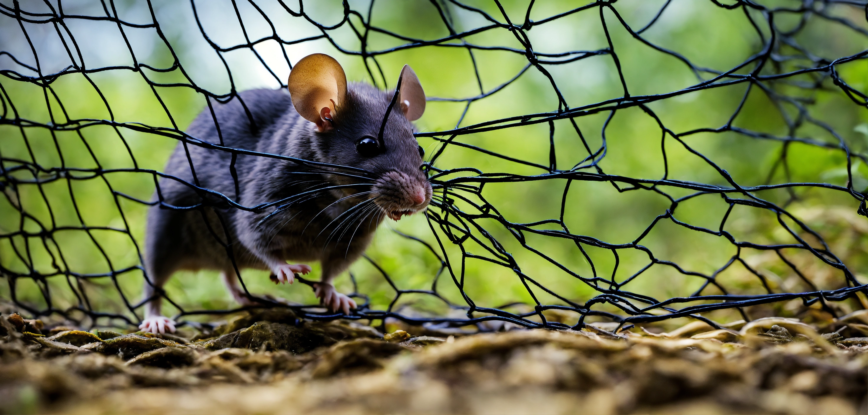 Lexica - With mouse sharp teeth, the mouse nibbled through the net in ...