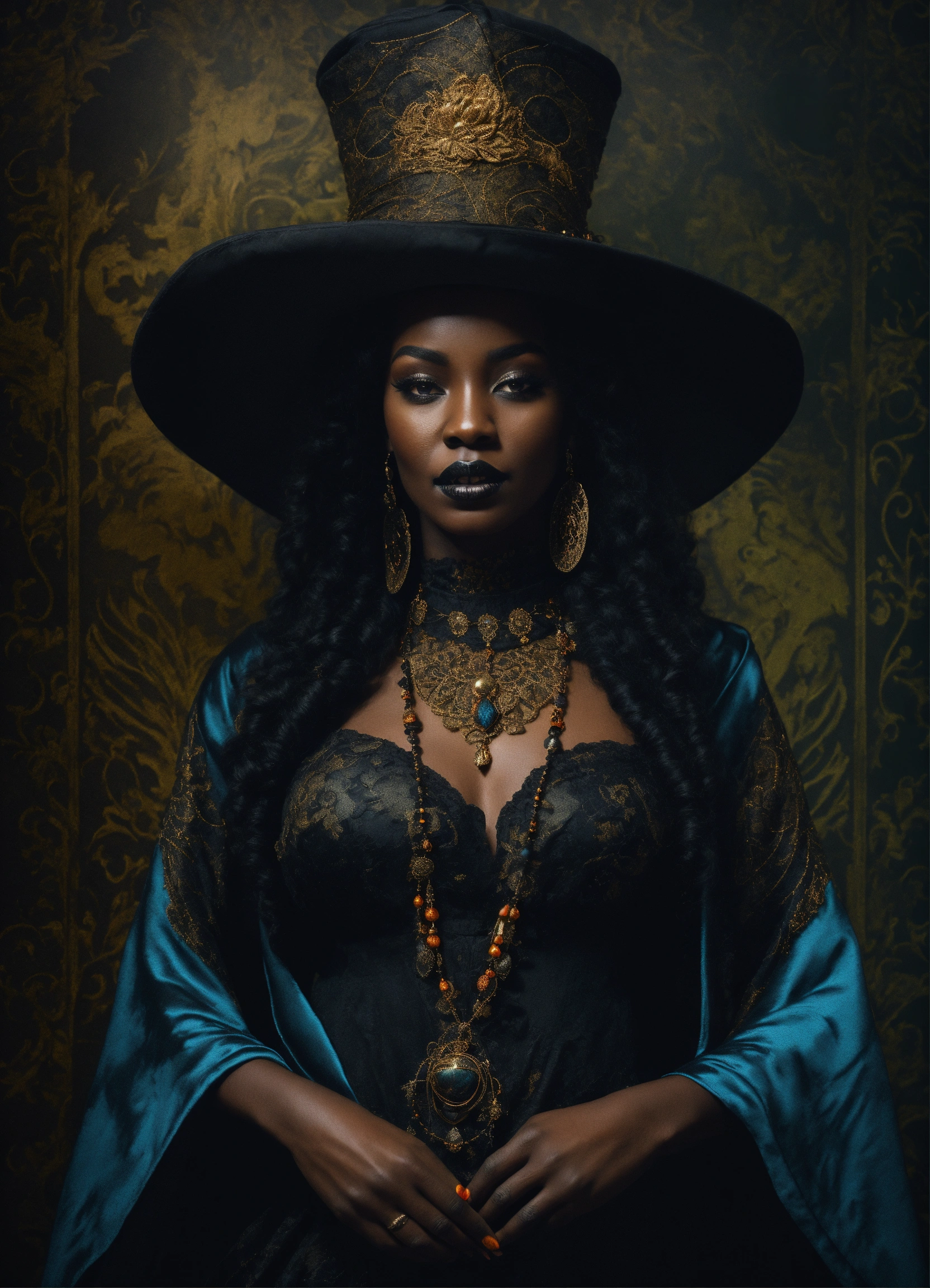 Lexica - Beautiful gothic dark Black African sorceress with flowing ...