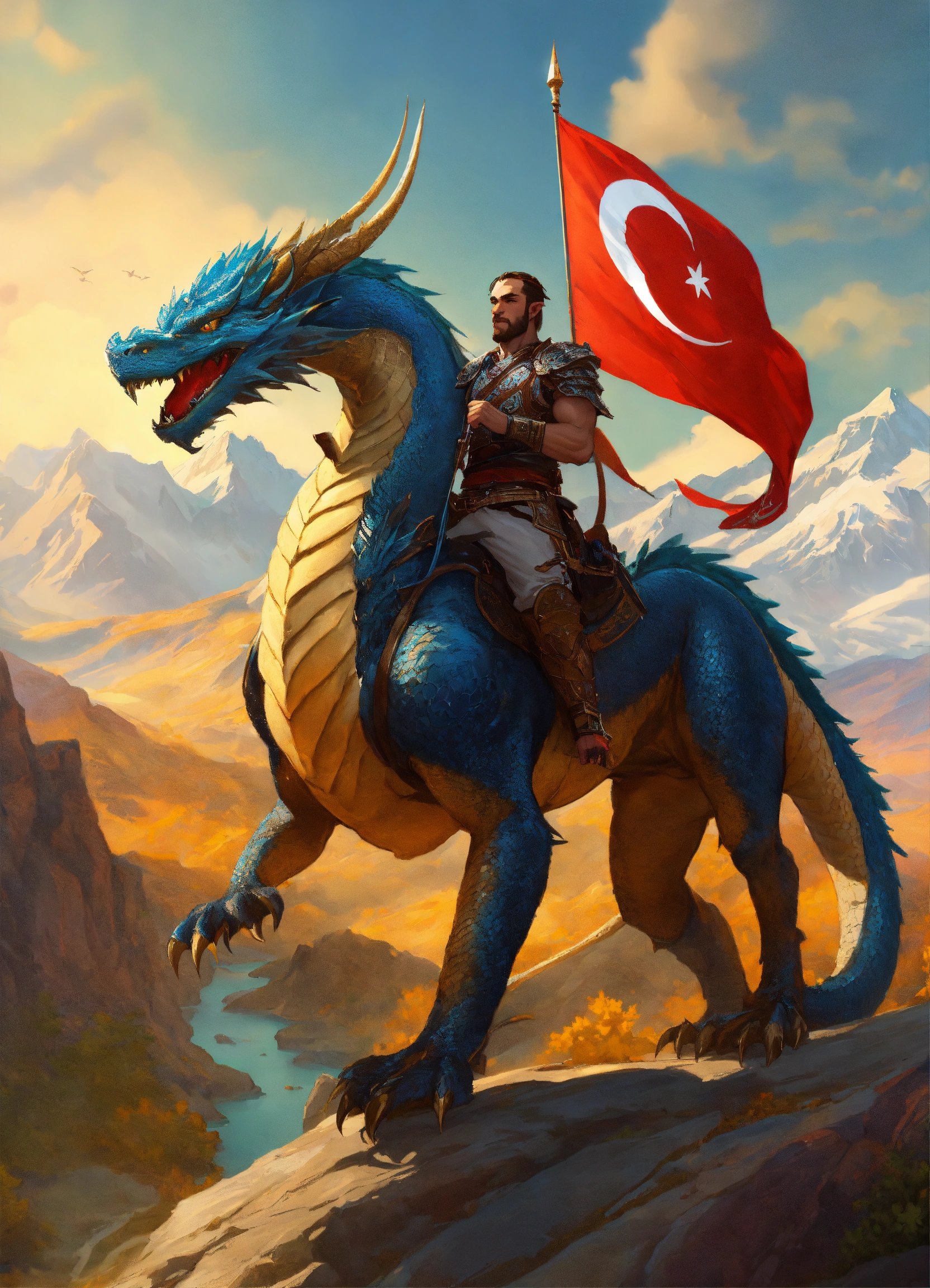Lexica - A large Turkish Dragon with lightly armored Persian elf ...