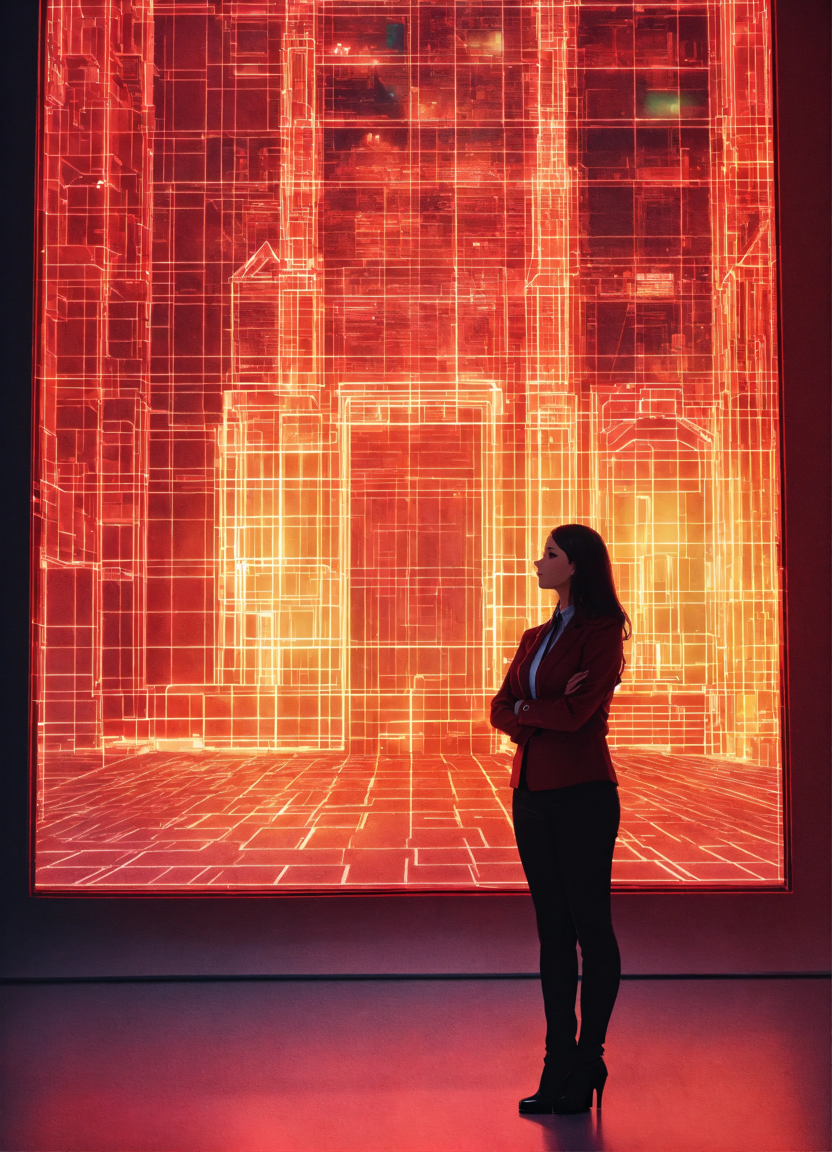 Lexica - Nice woman, working in a futuristic computer a projection ...