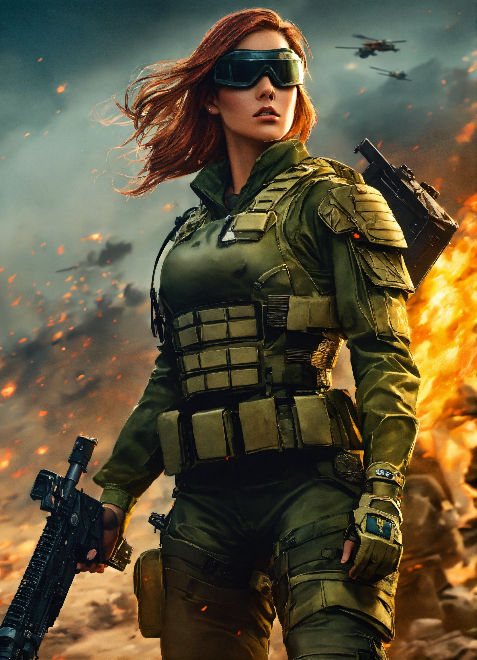 Lexica - Female G. I. Joe Scarlett wearing camo metal military armor in ...