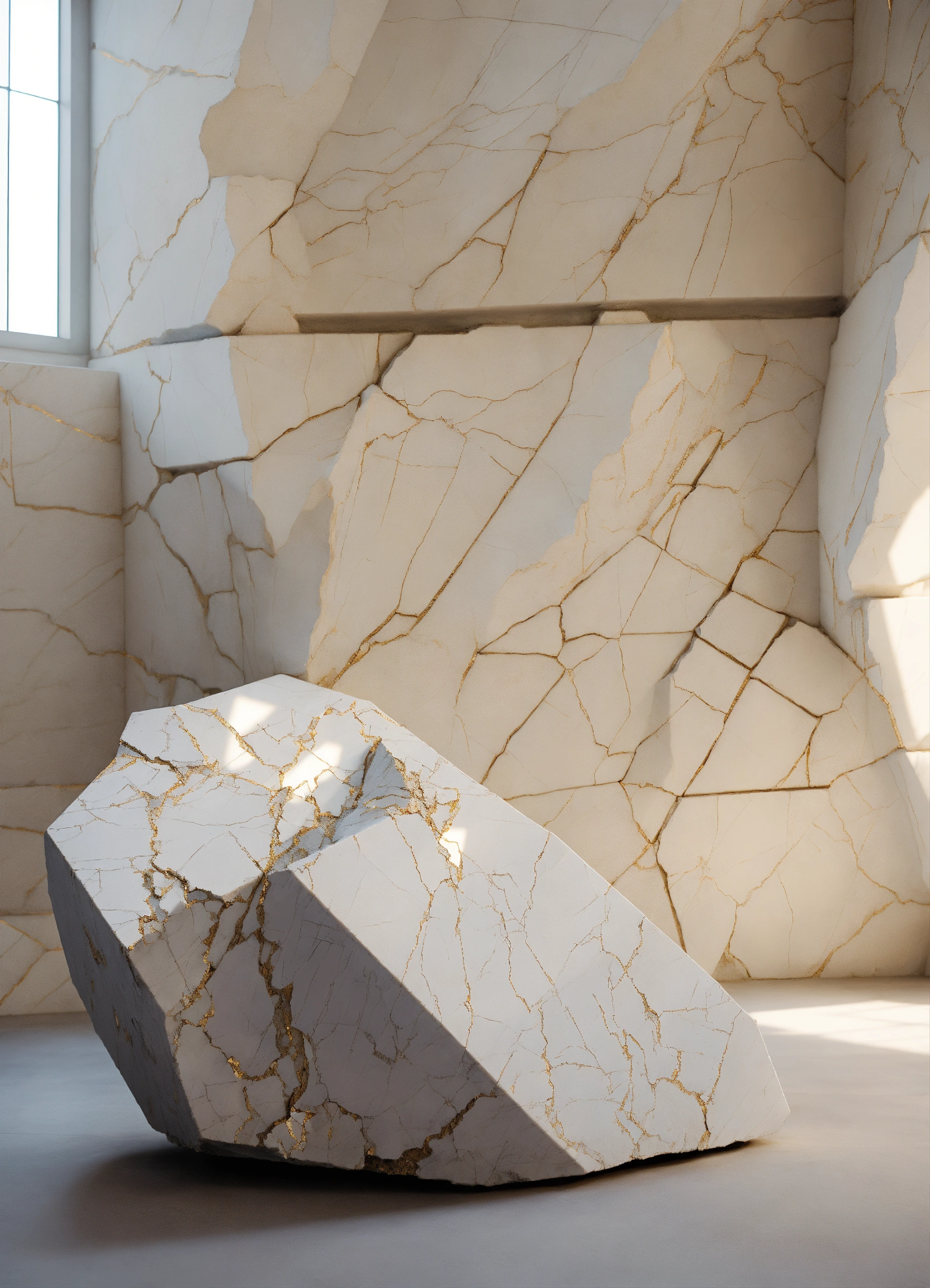 Lexica - White marble made of fragments and with cracks. Realistic ...