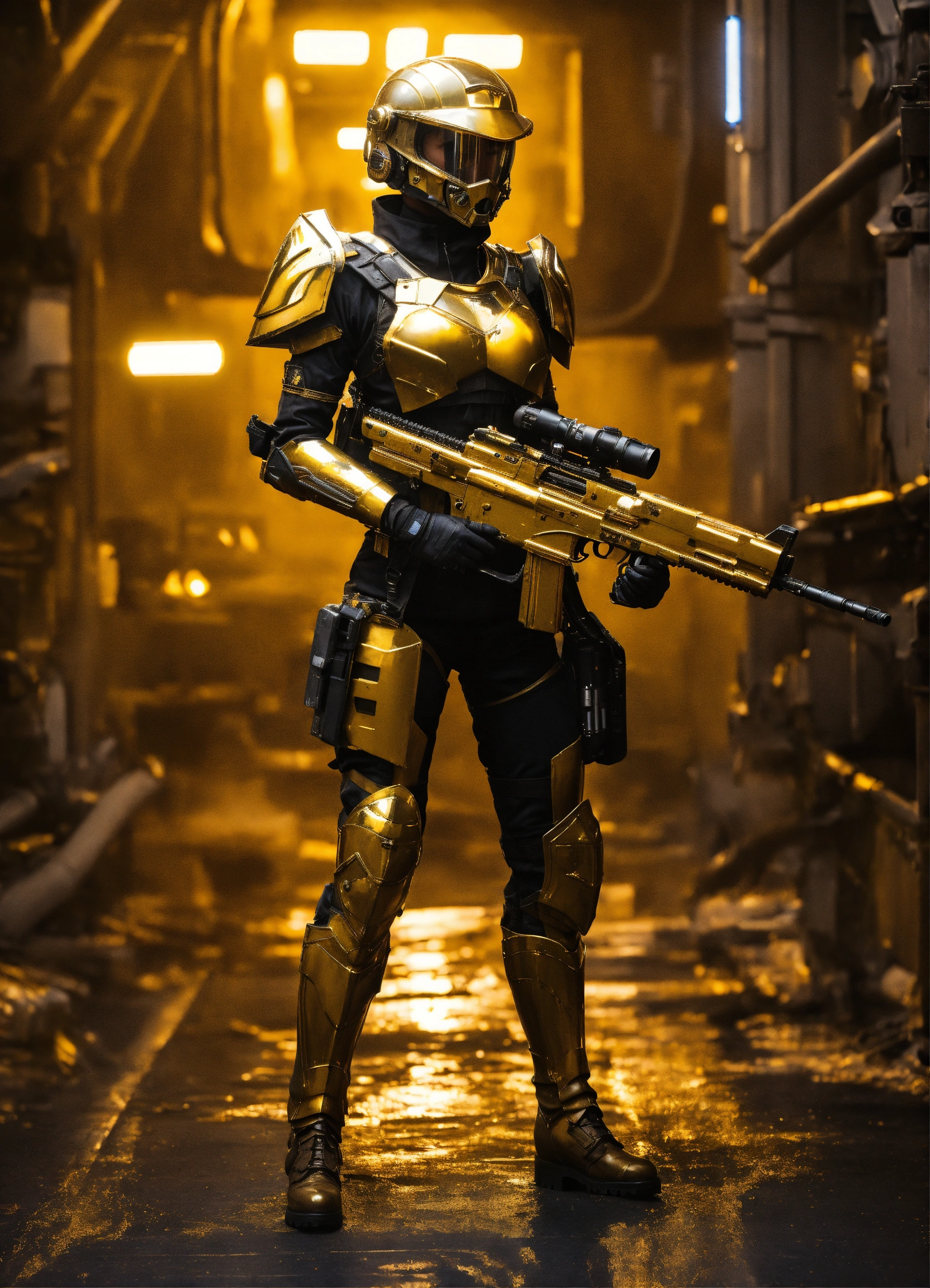 Lexica - Full body of a human sci fi soldier wearing heavy sci fi elven ...