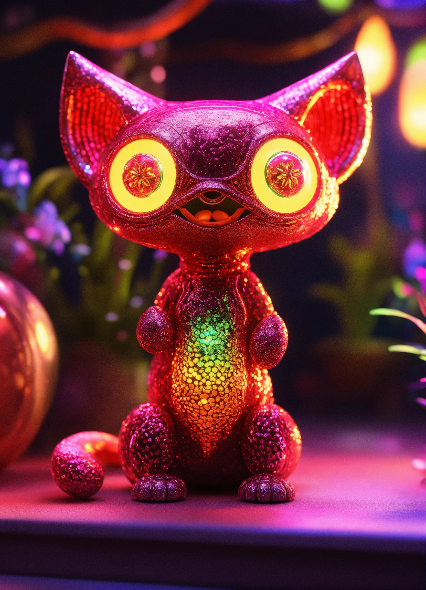 Lexica - Gelly cute adorable alien monster, full-body, neon glow colors ...