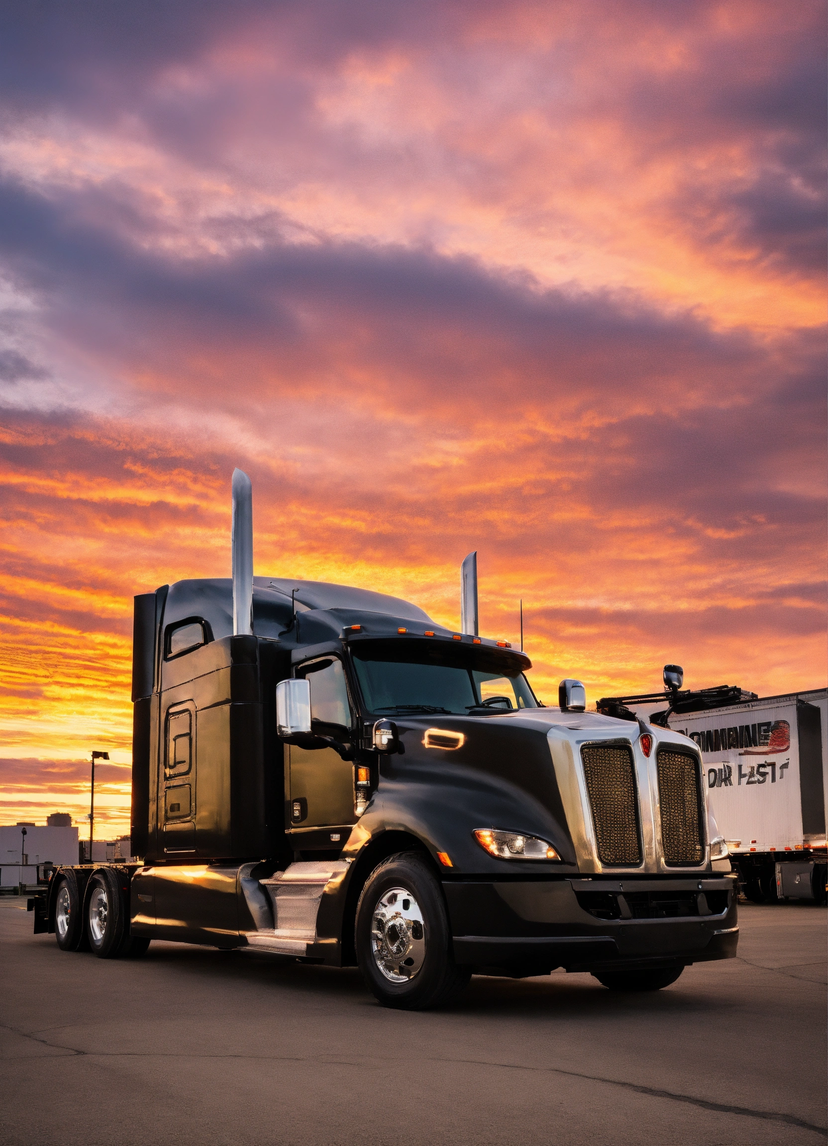Lexica - 2022 Kenworth T680 black with gold trim downtown background ...