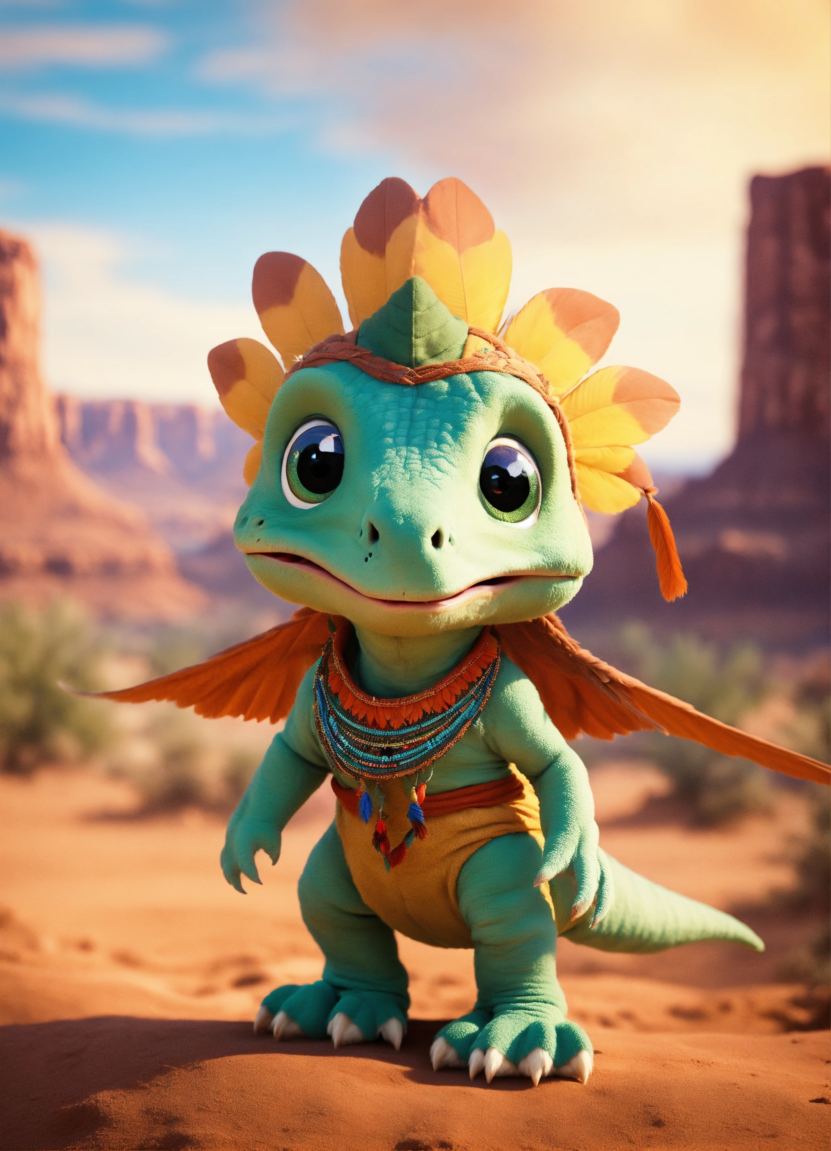 Lexica - An adorable and fluffy baby dinosaur with big color eyes and ...
