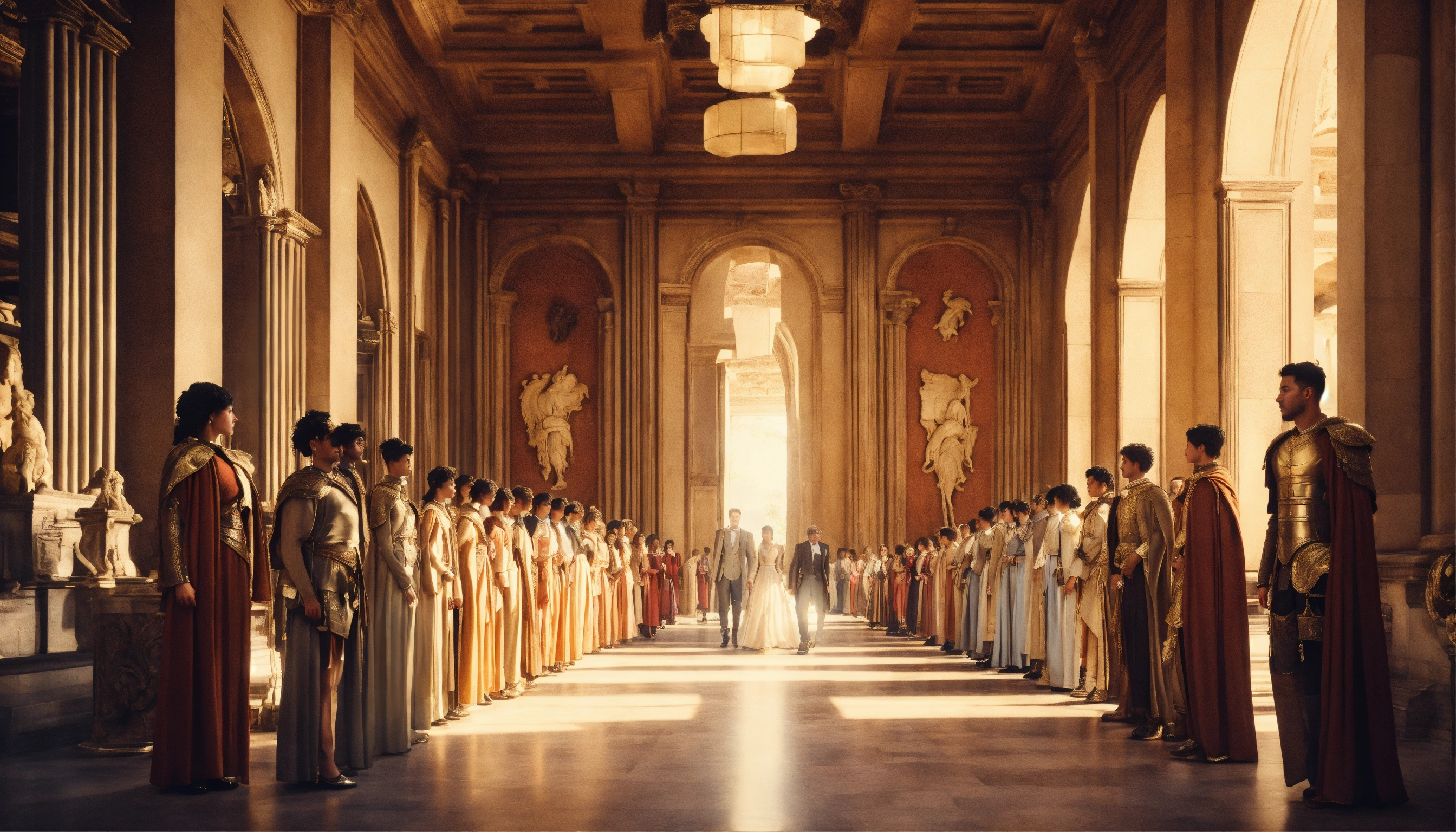 Lexica - Epic futuristic school photo of many wihte nobles in splendid ...