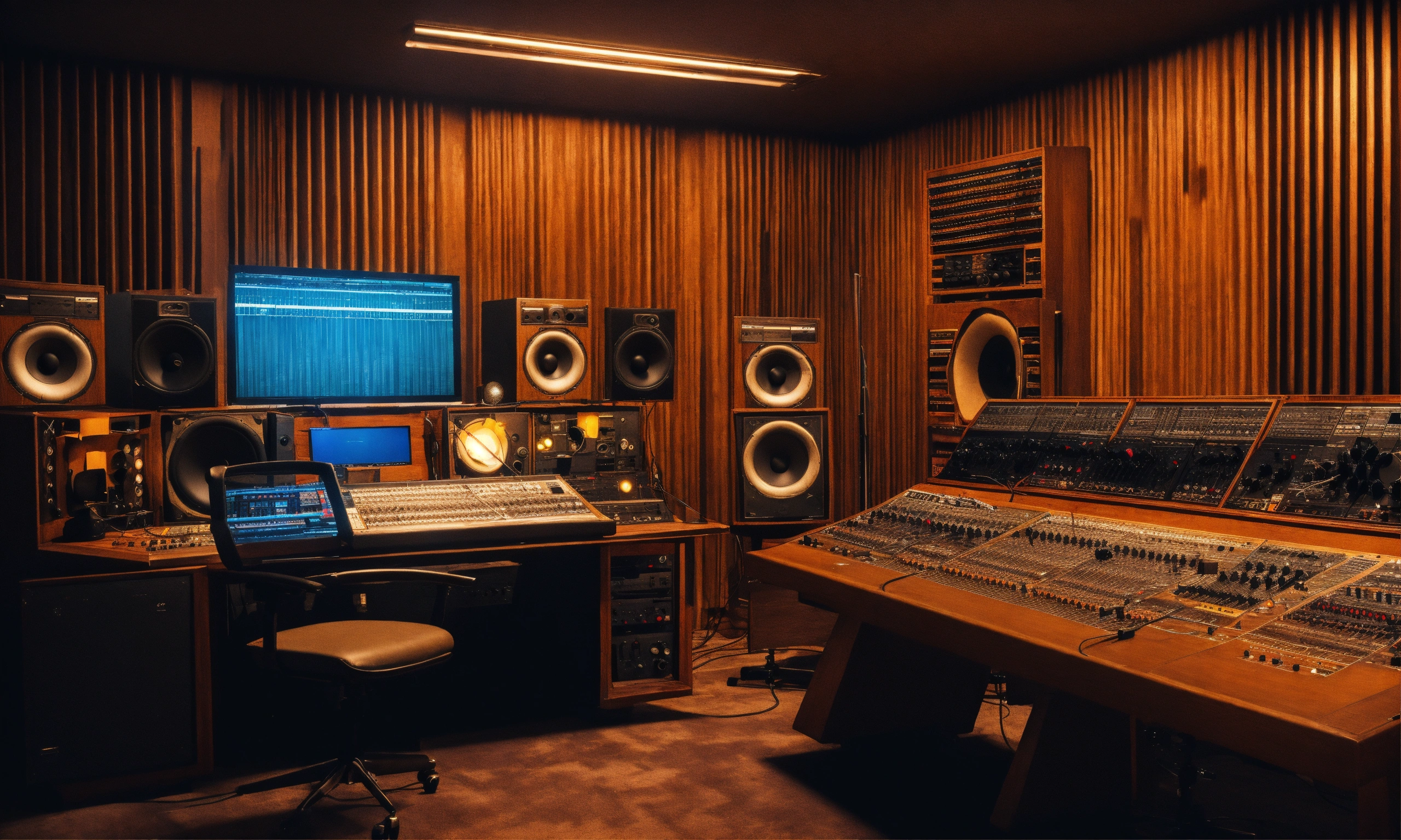Lexica - 70s audio studio with noire blade runner detective office ...